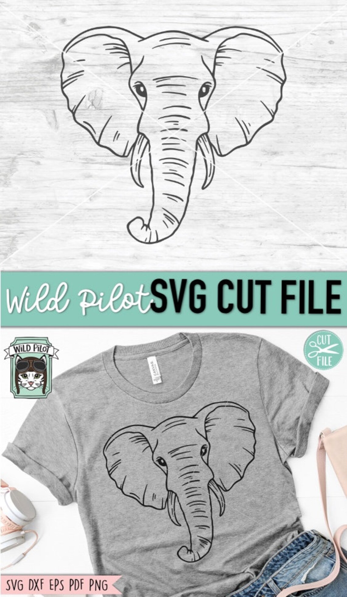 Elephant Svg File, Elephant Cut File, Animal Face, Elephant Face Svg ...