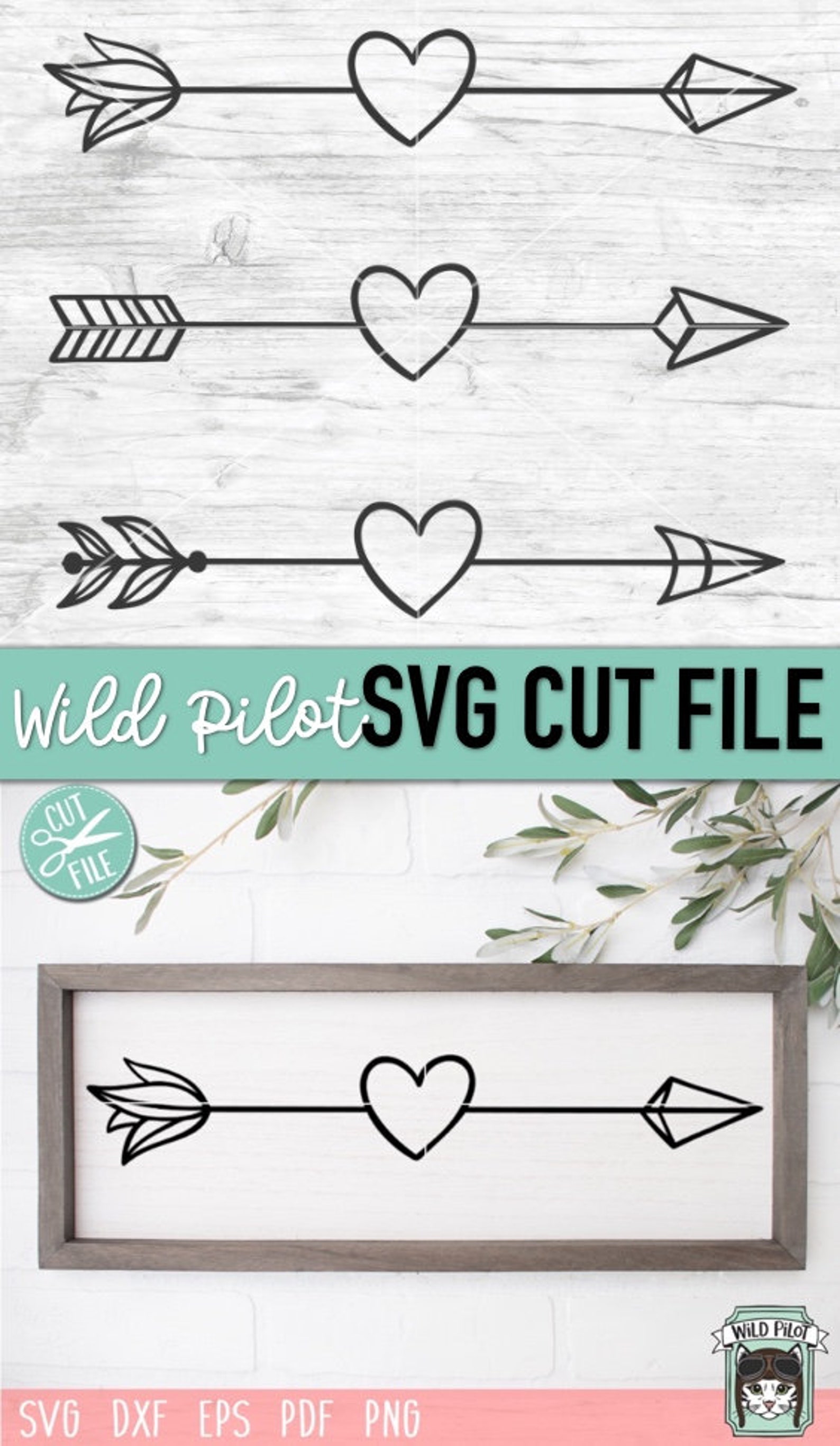 Arrows SVG Cut File Arrow Heart SVG Cut Files Valentines Day - Etsy