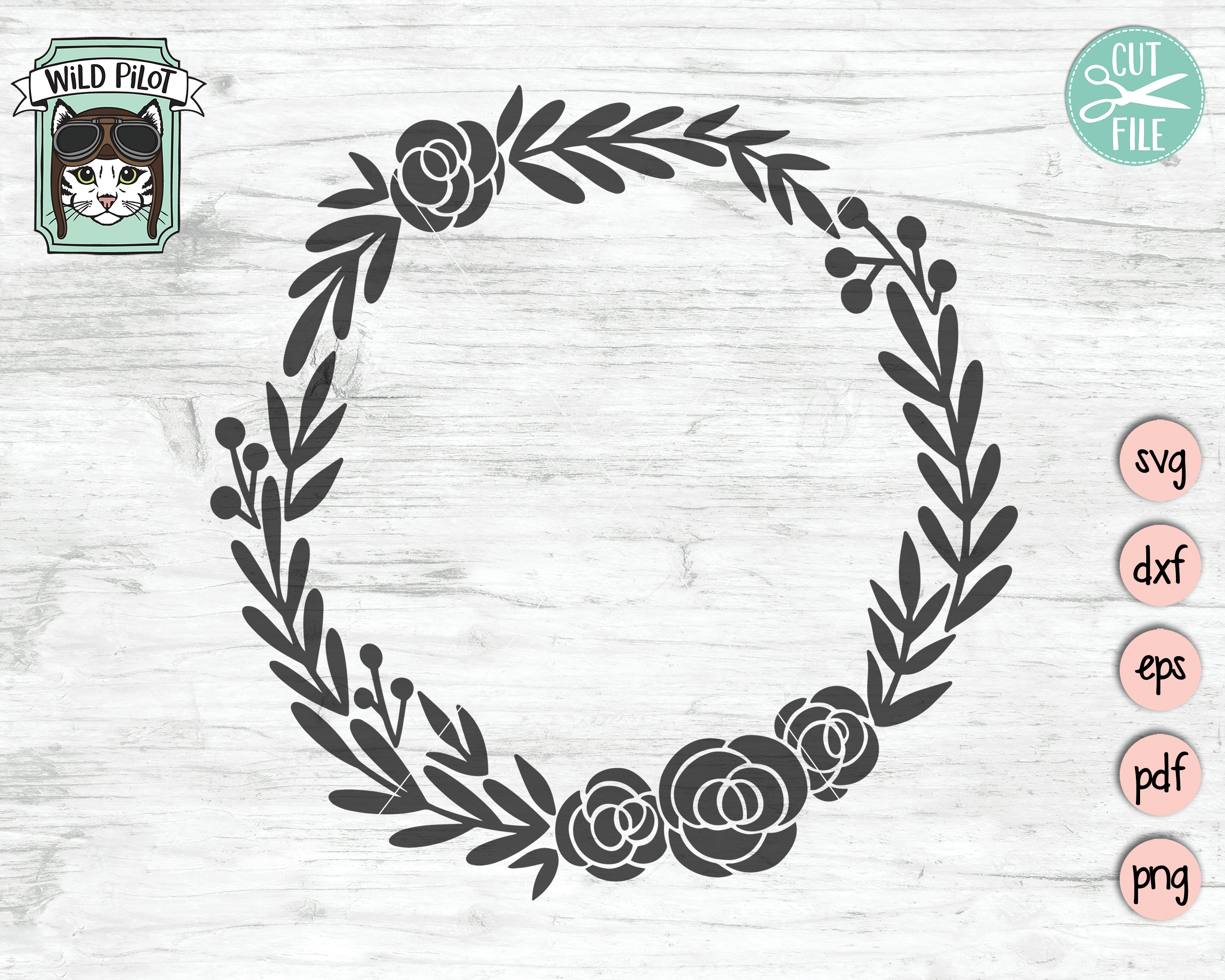 Wreath SVG File Flower Wreath Cut File Wreath Vector Floral | Etsy