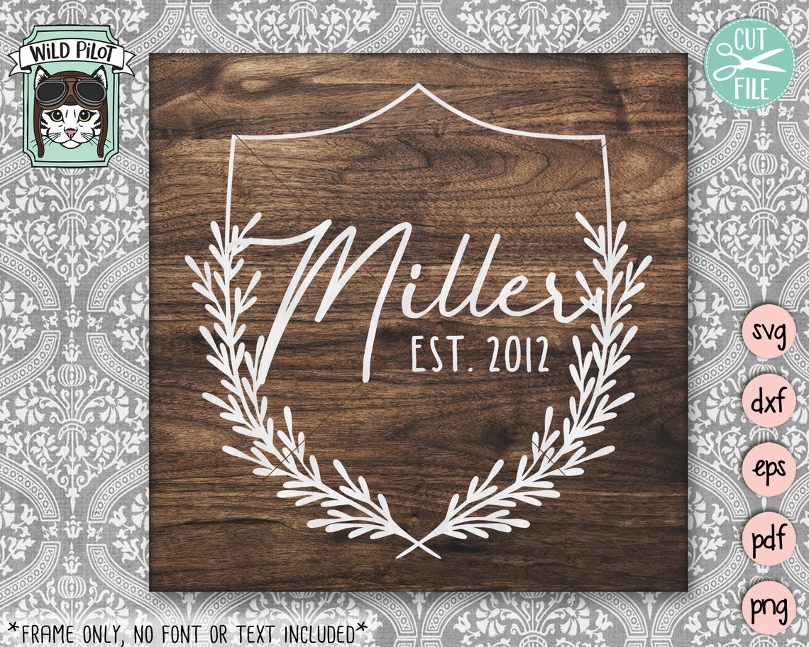 Monogram Frame SVG File, Wedding Monogram SVG, Laurel Crest Svg File ...