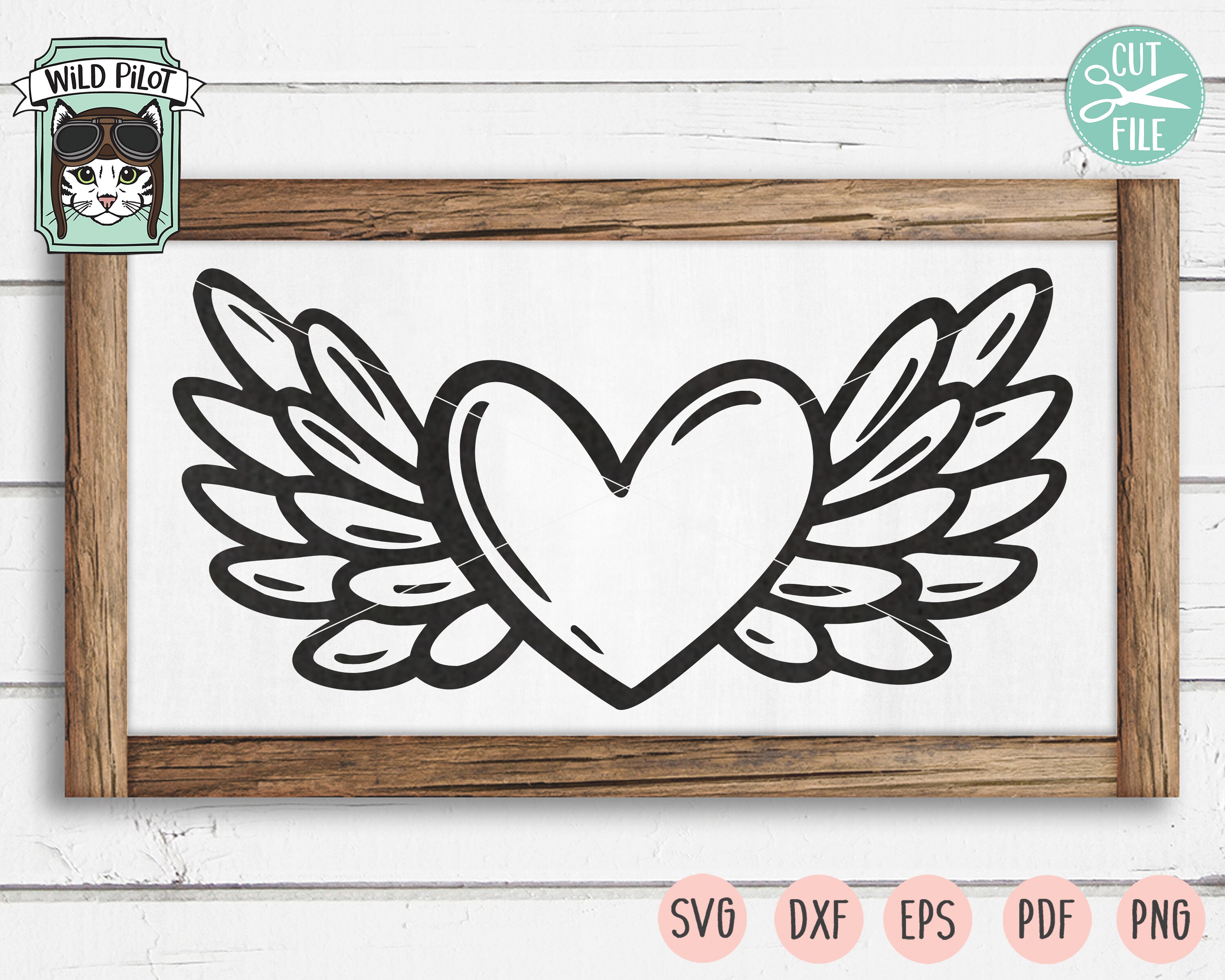 Heart With Wings SVG File, Valentines Day SVG File, Angel Wings Svg ...