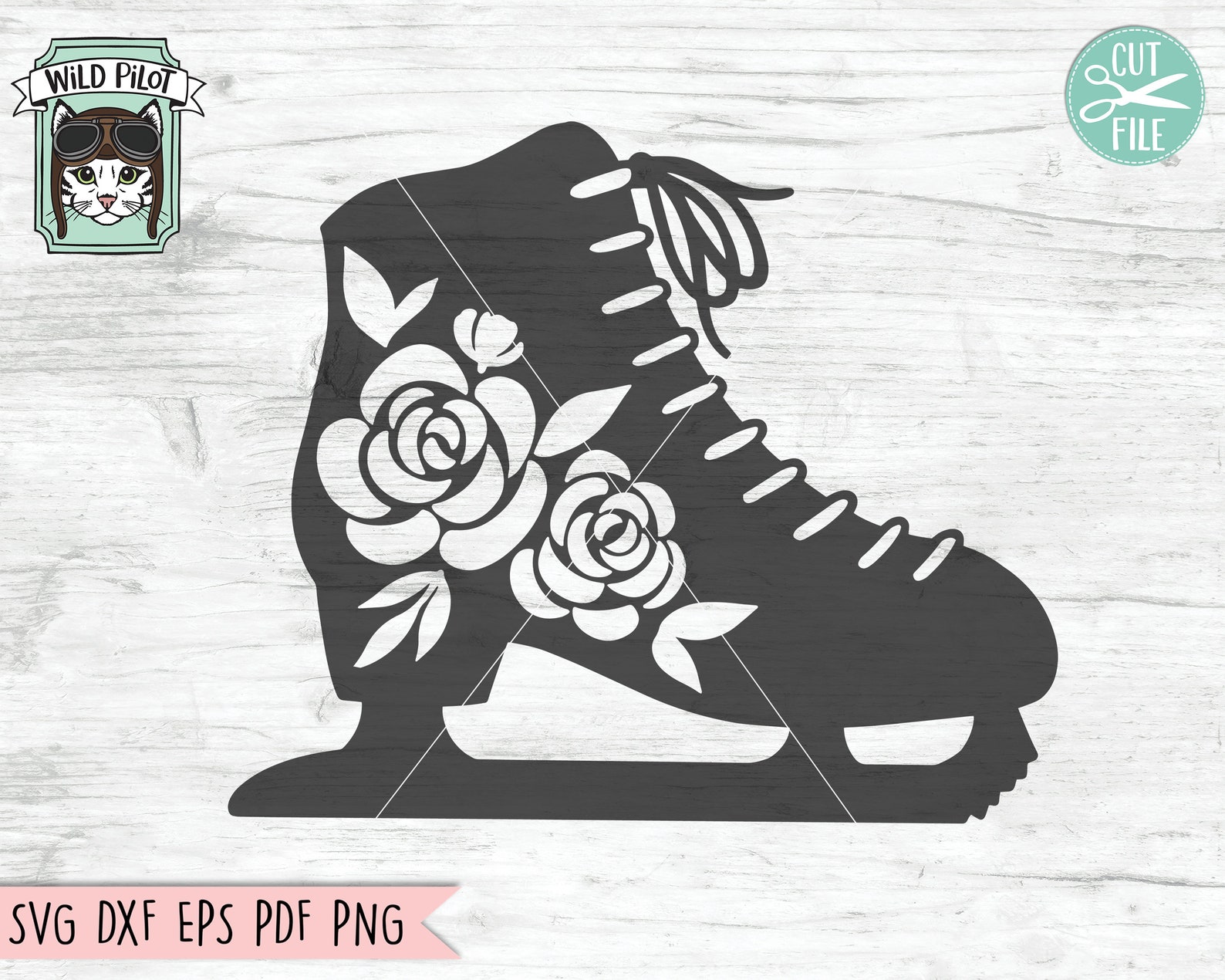 Ice Skates SVG File Ice Skates Cut File Ice Skate Floral - Etsy