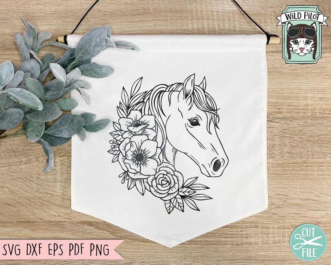 Horse SVG File Horse With Flowers SVG Horse Cut File Floral | Etsy
