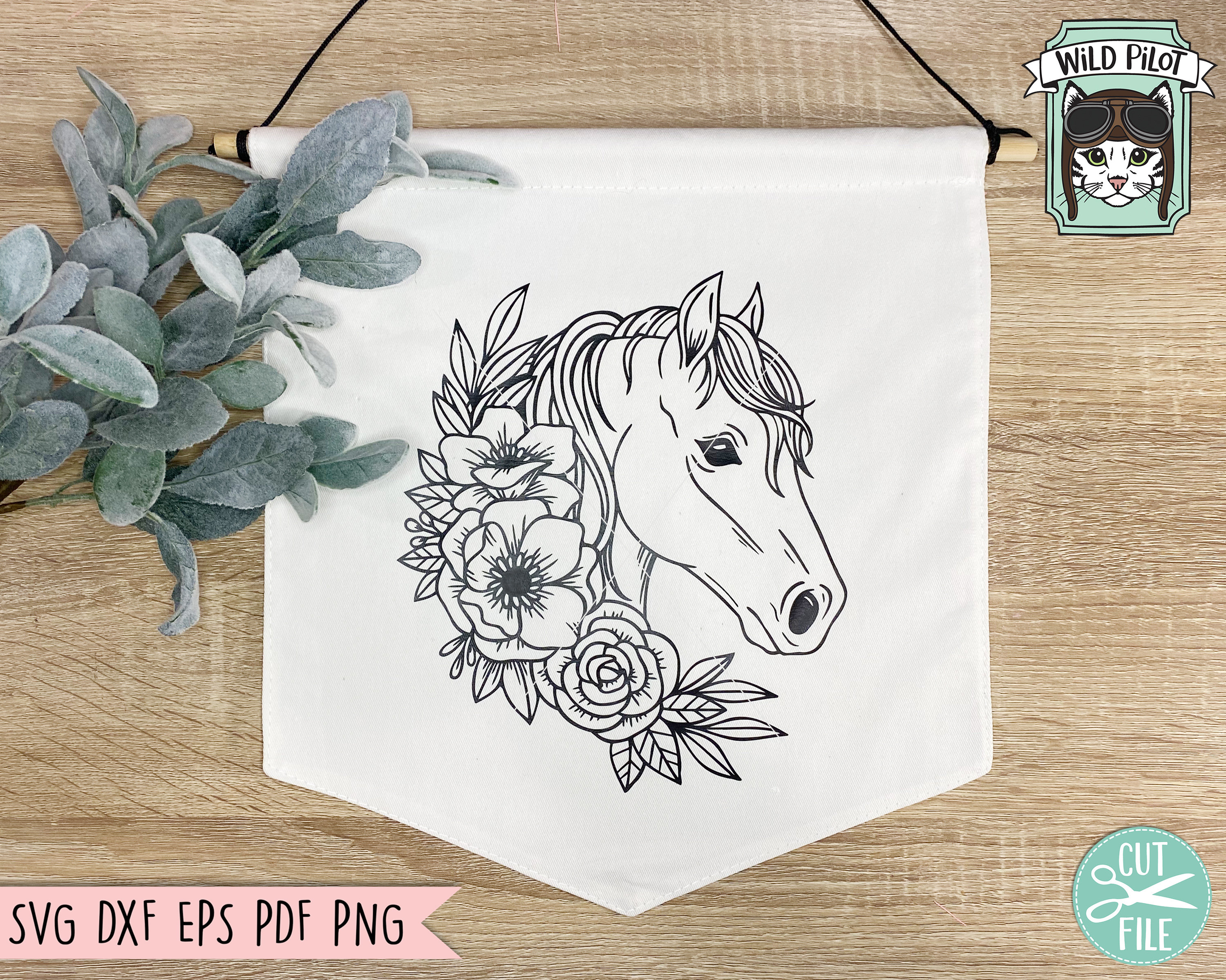Horse SVG File Horse With Flowers SVG Horse Cut File Floral | Etsy