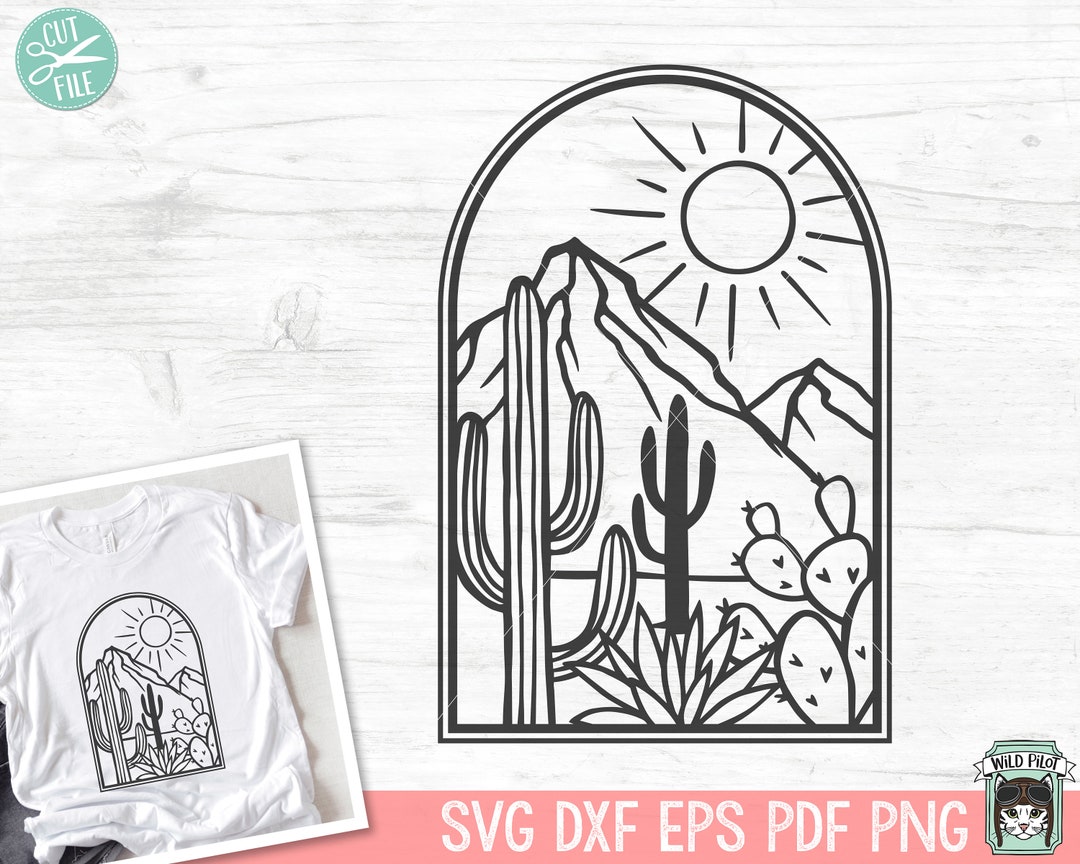 Cactus SVG File, Cactus Cut File, Succulent SVG, Desert Scene SVG ...
