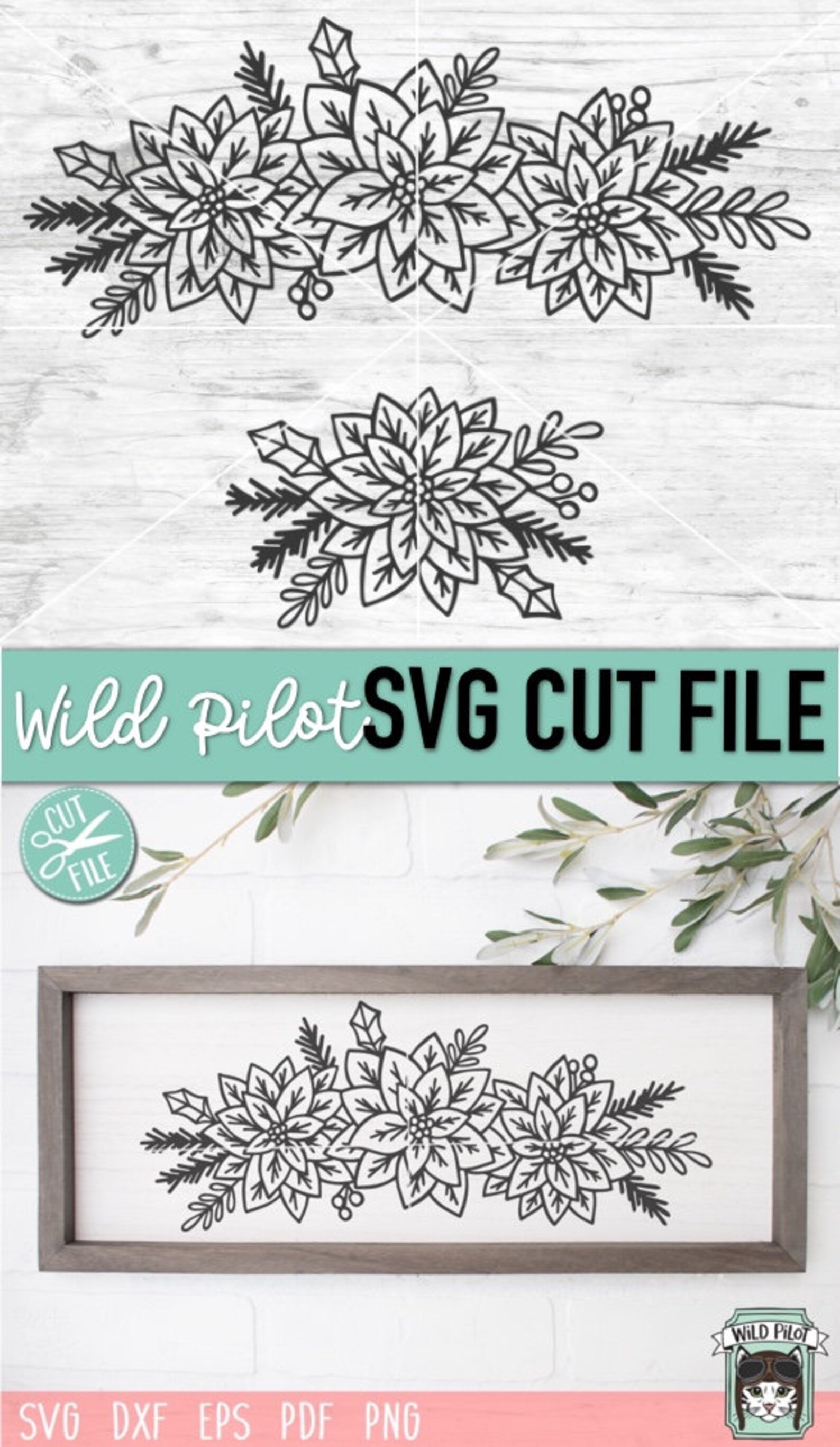 Poinsettia SVG File Poinsettia Cut File Christmas Svg - Etsy