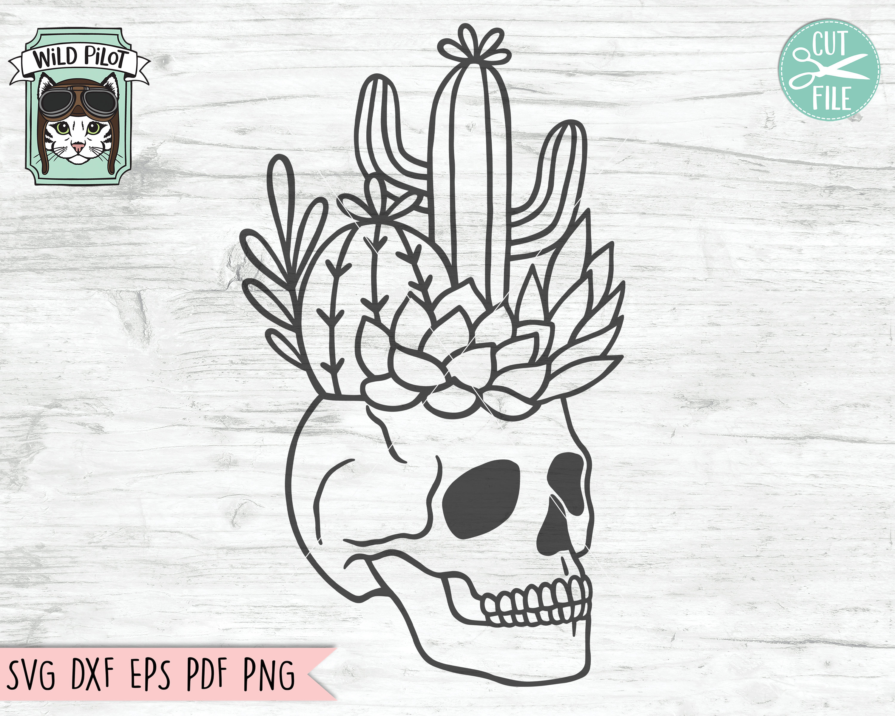 Skull Cactus Planter SVG File, Halloween Succulent Svg File, Halloween ...