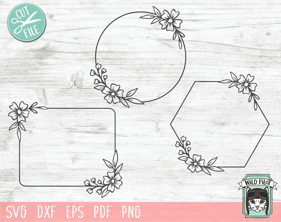 Flower Frame SVG File, Monogram Frame, Flower Border SVG, Floral Frame ...