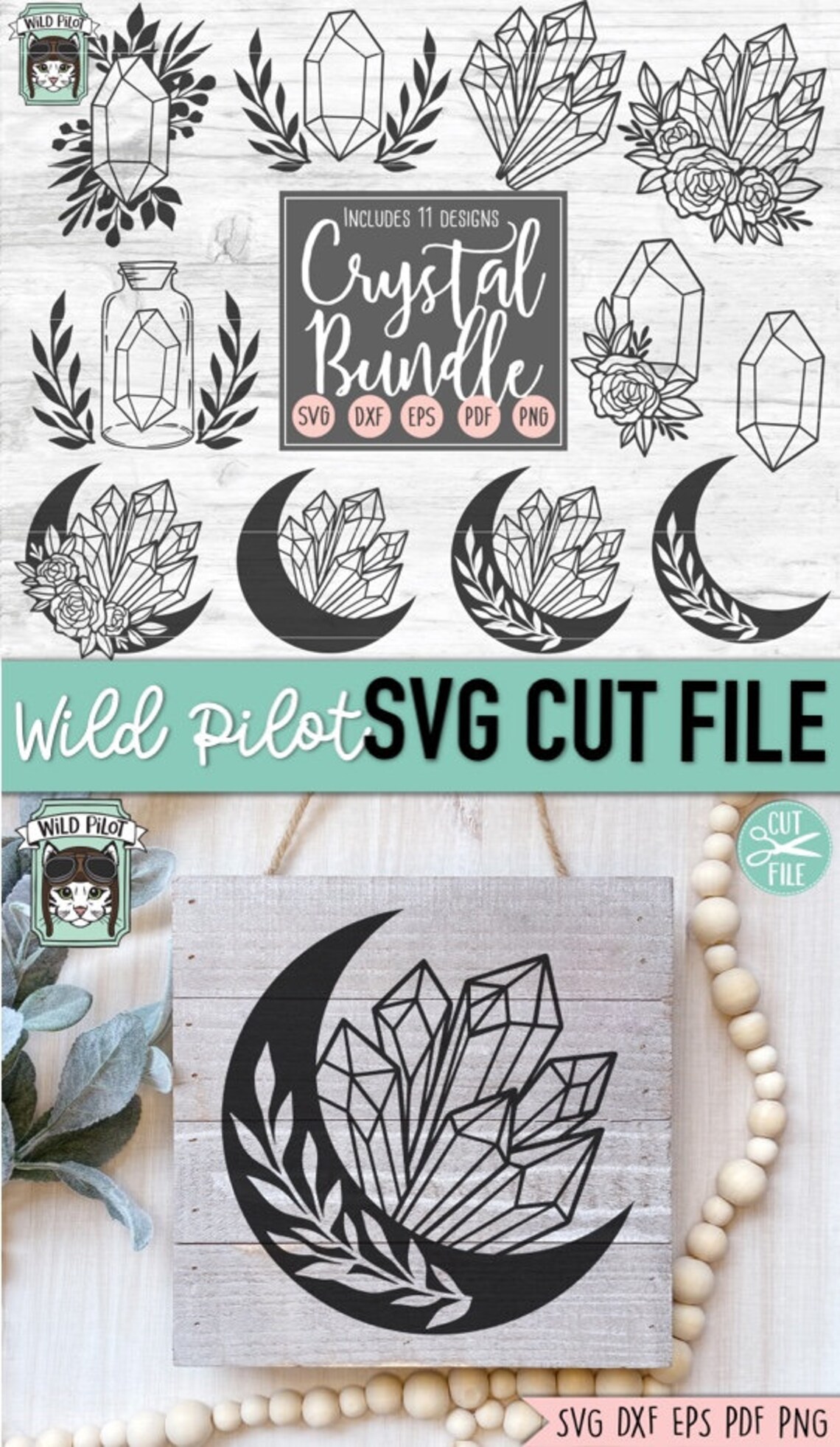 Crystals SVG Files, Crystal Cut File, Crystal Floral Svg, Crystal ...