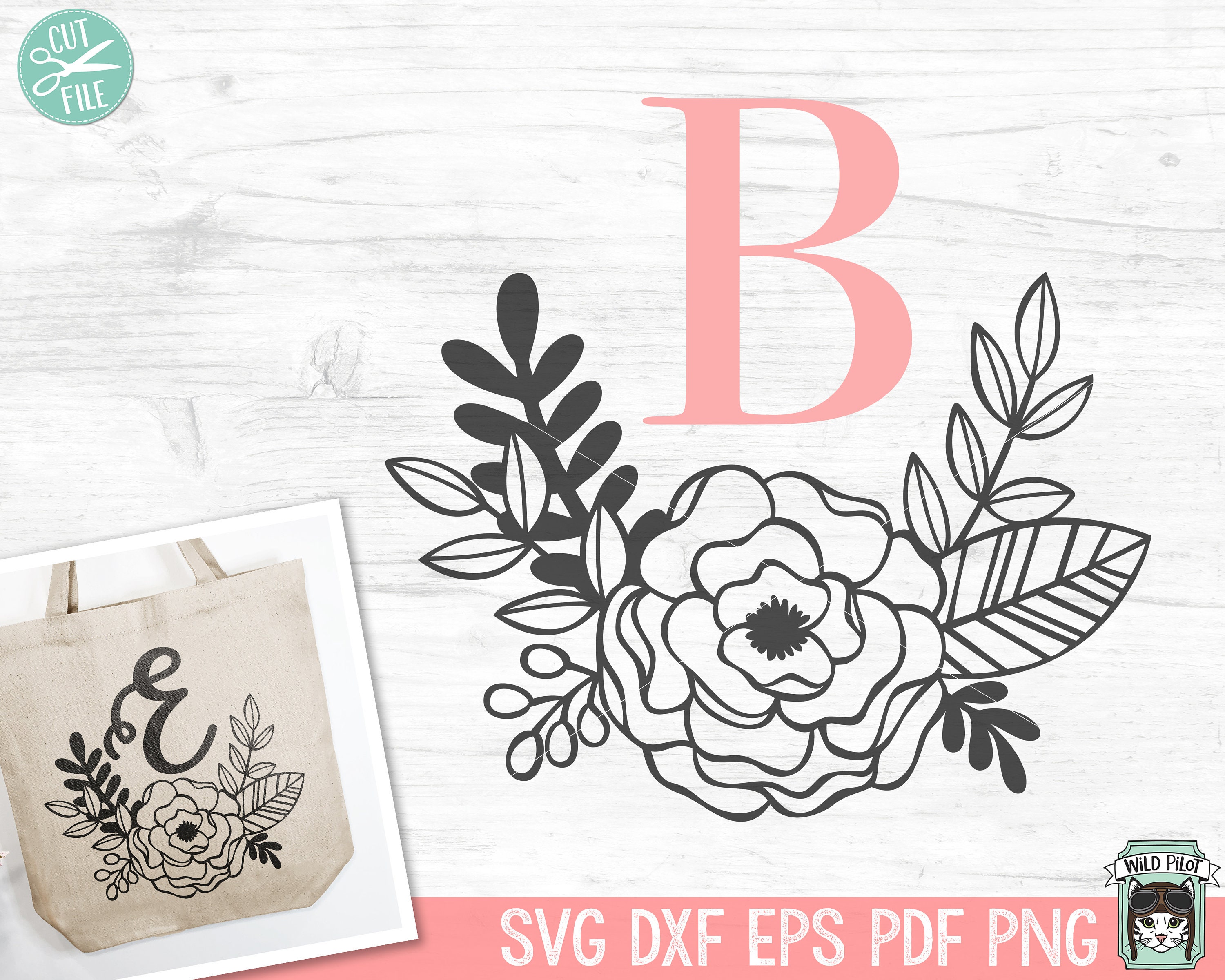 Flower Monogram SVG, Floral Monogram Cut File, Monogram Frame, Flower ...