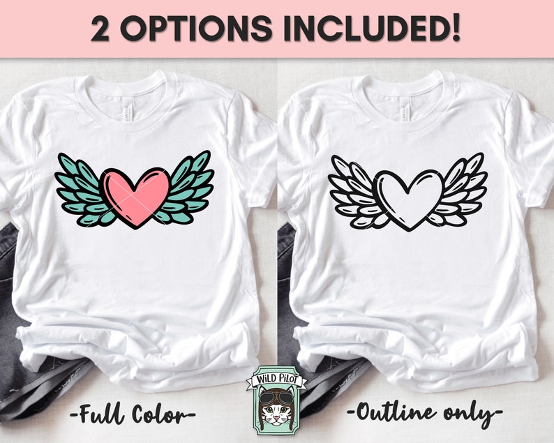 Heart With Wings SVG File, Valentines Day SVG File, Angel Wings Svg ...