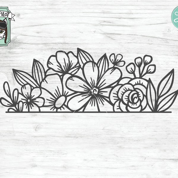 Floral Border Split Svg - Etsy