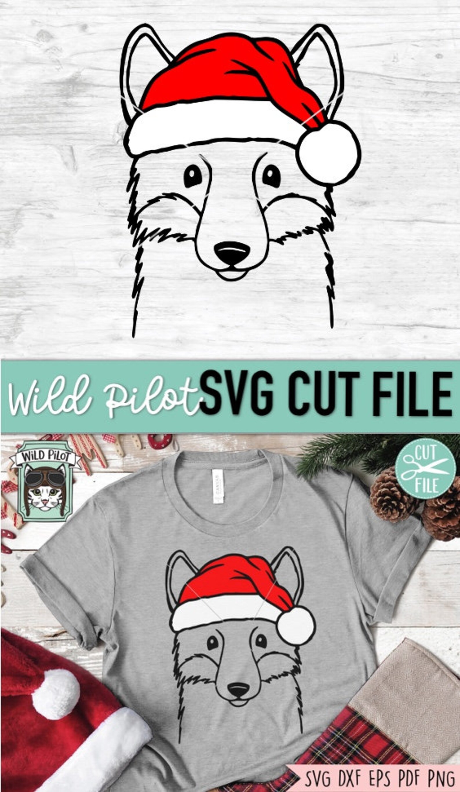 Fox Santa Hat Svg File Fox With Hat Svg Christmas Svg File | Etsy