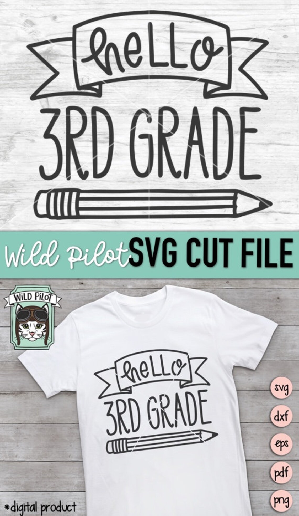 Hello 3rd Grade SVG Back to School SVG First Day of School - Etsy