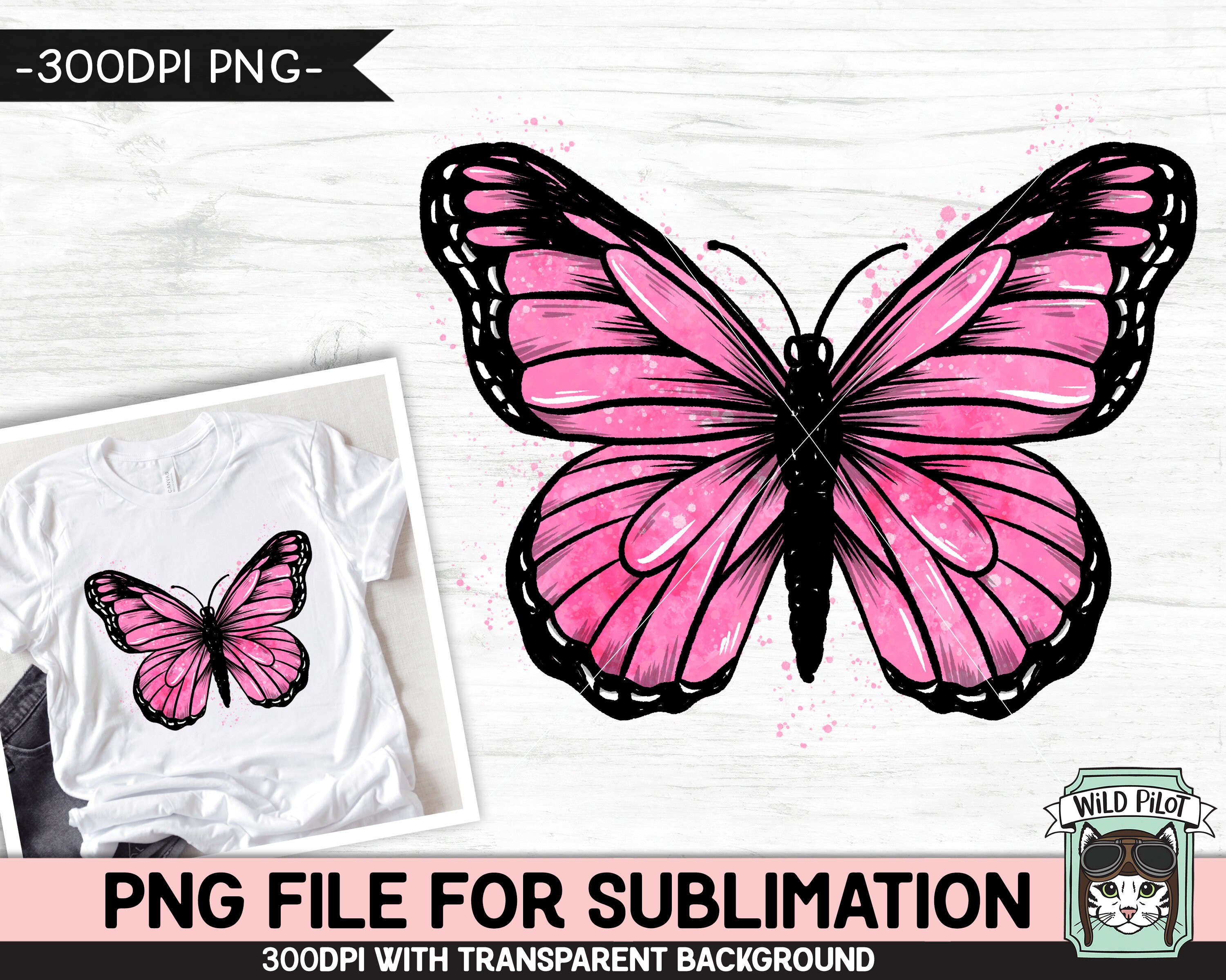 Pink Butterfly SUBLIMATION Design PNG, Watercolor Butterfly Sublimation ...