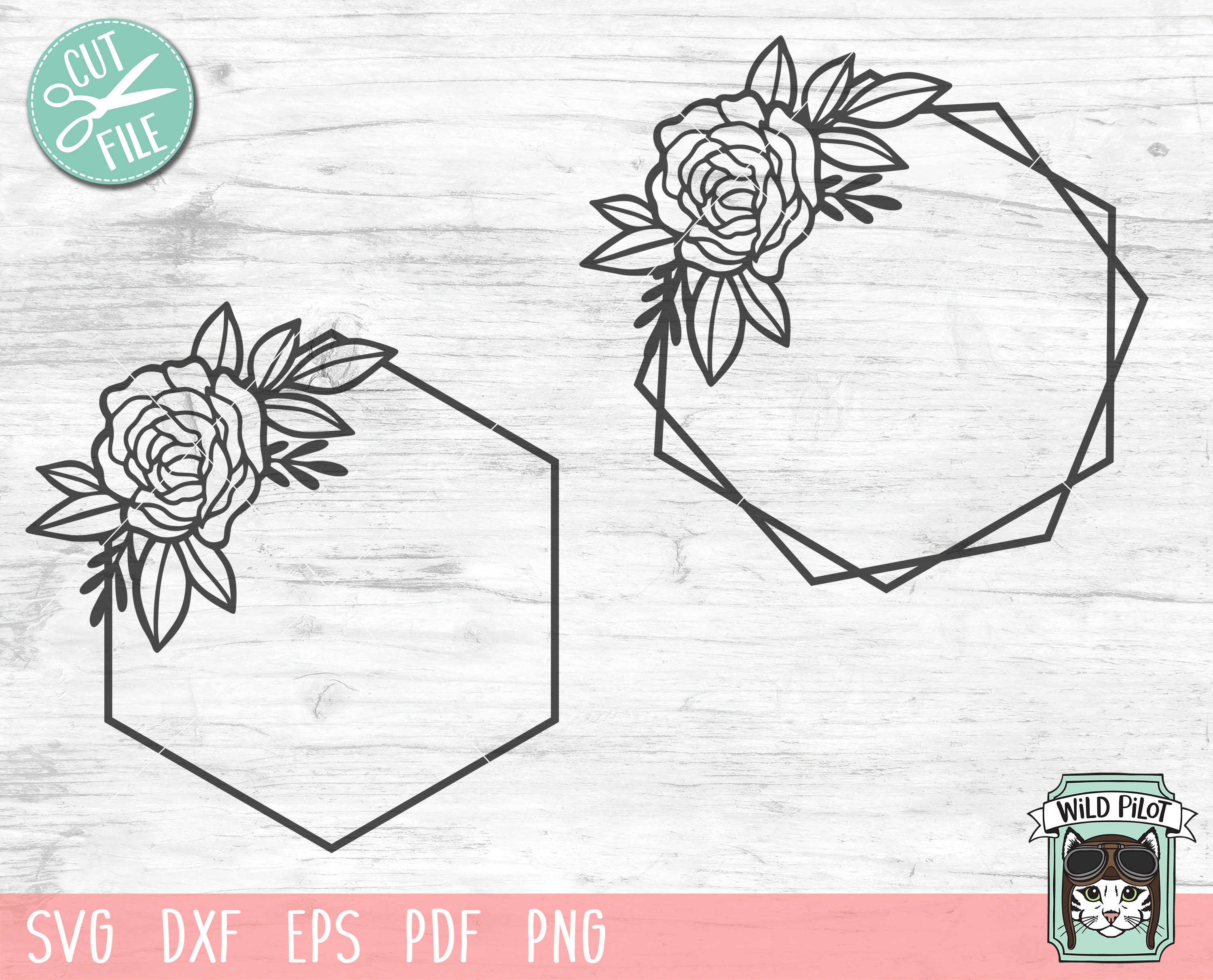 Flower Frame SVG Hexagon Flower Frame SVG Floral Frame Cut | Etsy