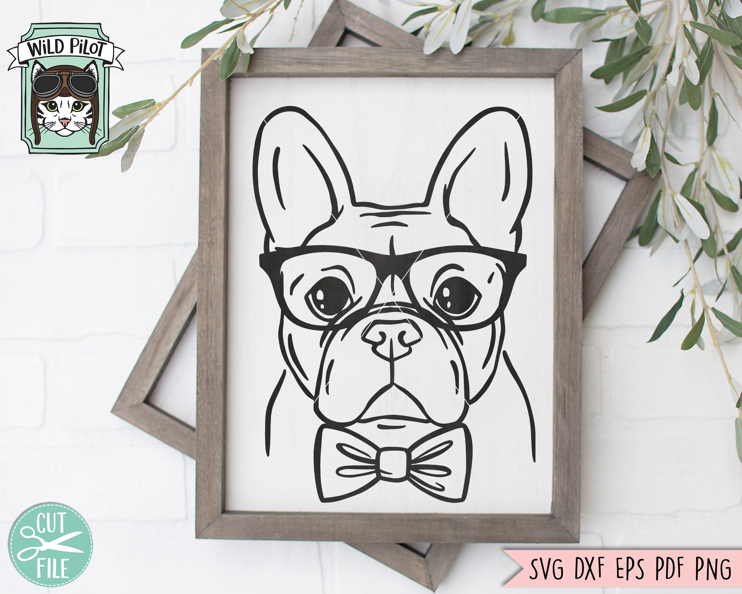 French Bulldog Svg File Frenchie With Glasses Svg Frenchie | Etsy