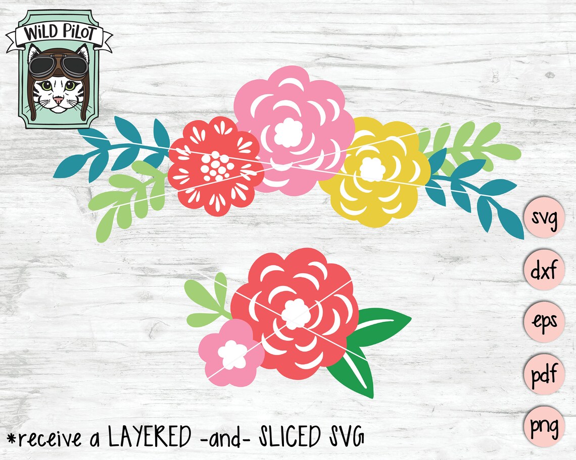 Flower SVG Files, Colorful Flower Cut Files, Flower Motifs Svg, Floral ...