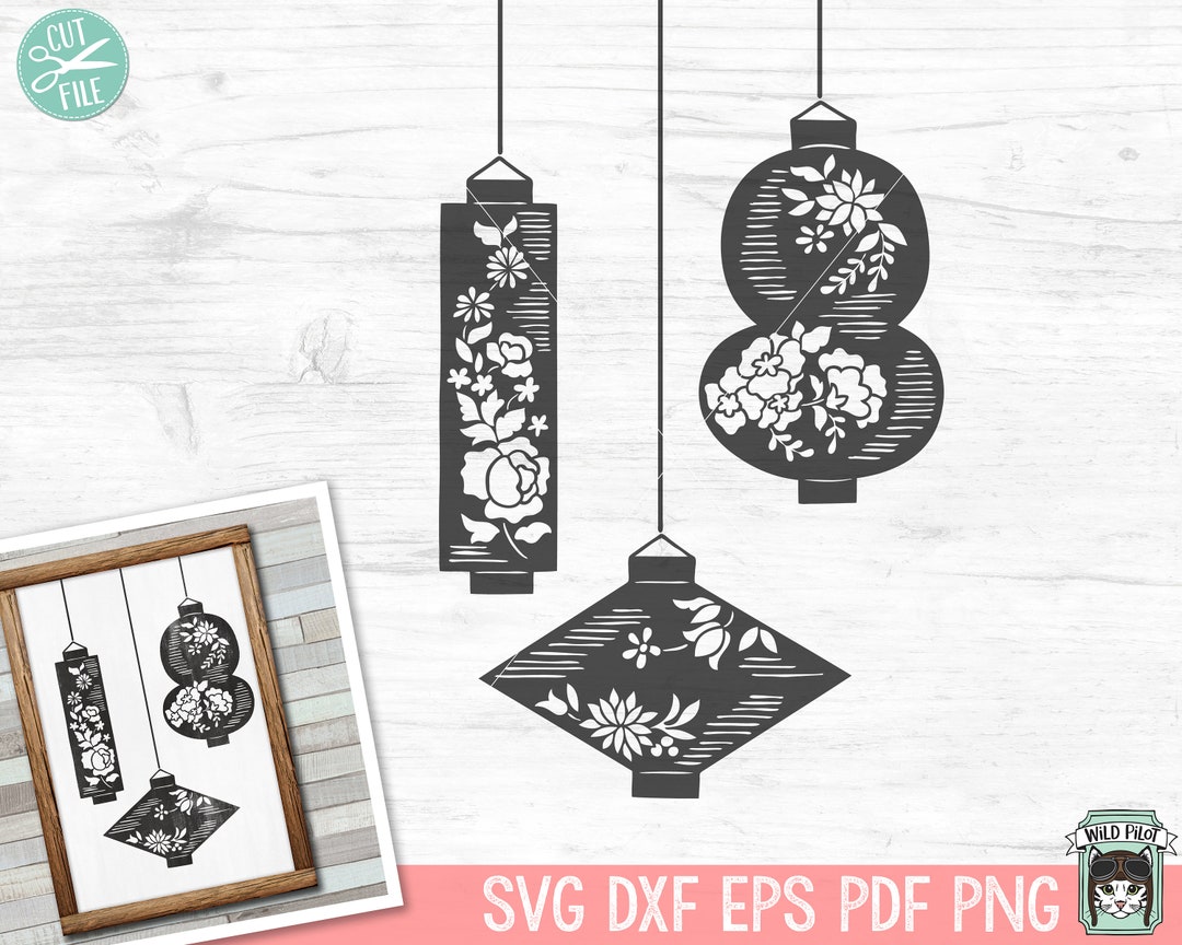 Lanterns SVG File, Floral Lanterns Svg, Lanterns Clipart, Hanging ...