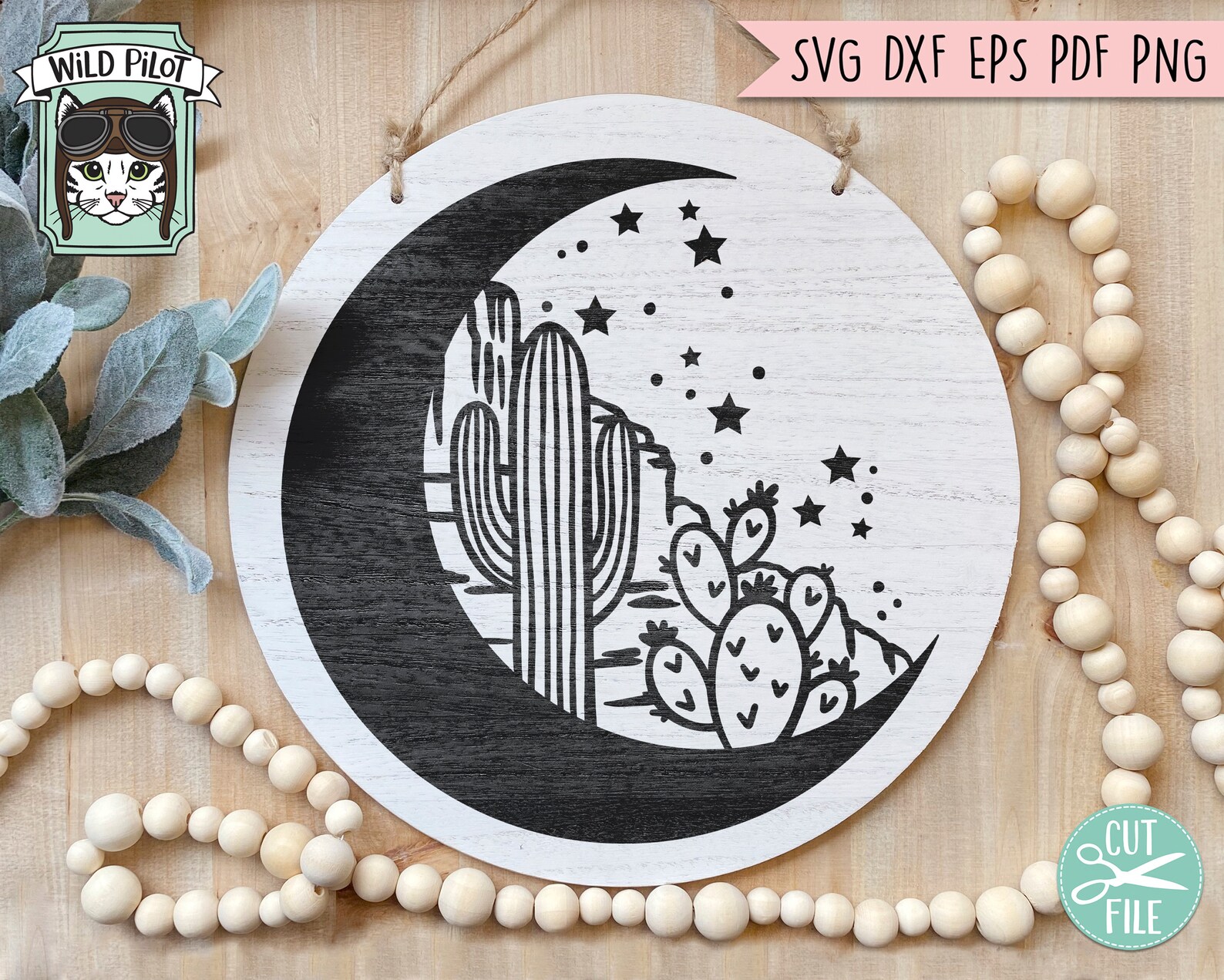 Cactus SVG Cut File Moon SVG Cut File Succulent SVG Cut - Etsy