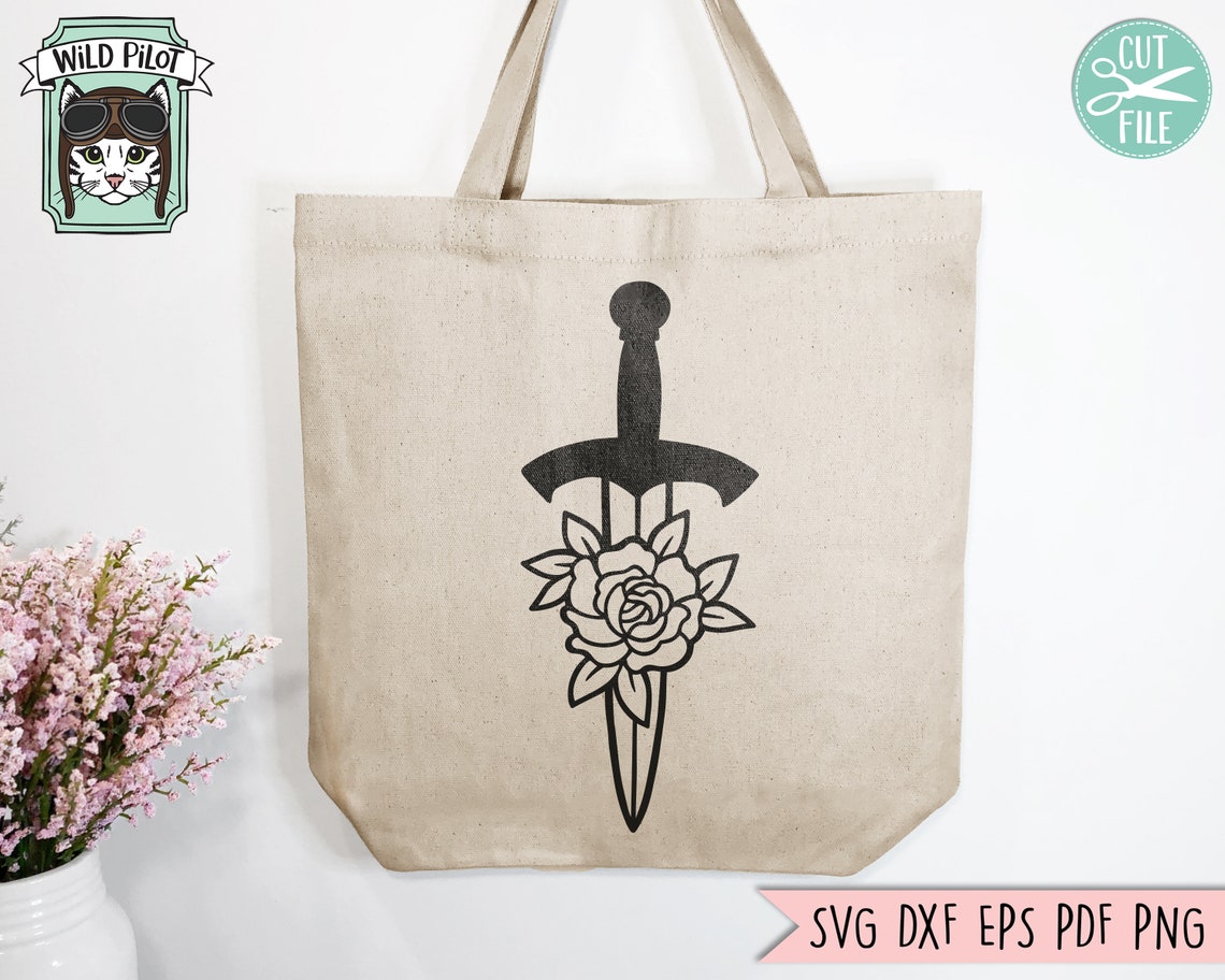 Sword Svg, Flower Sword Svg File, Floral Sword Cut File, Knife Clip Art ...