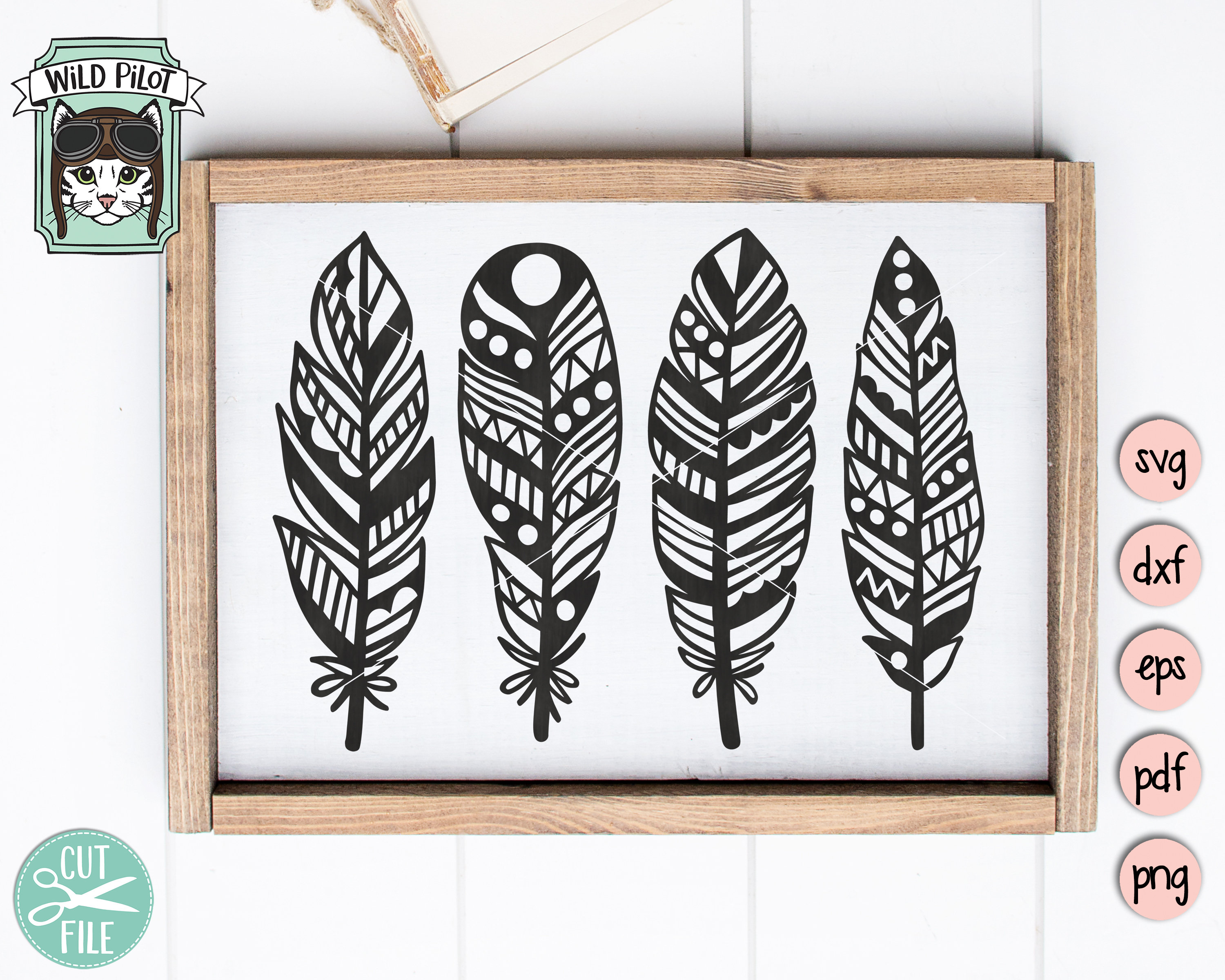 Feathers SVG File Feather Border Boho Feather Cut File - Etsy