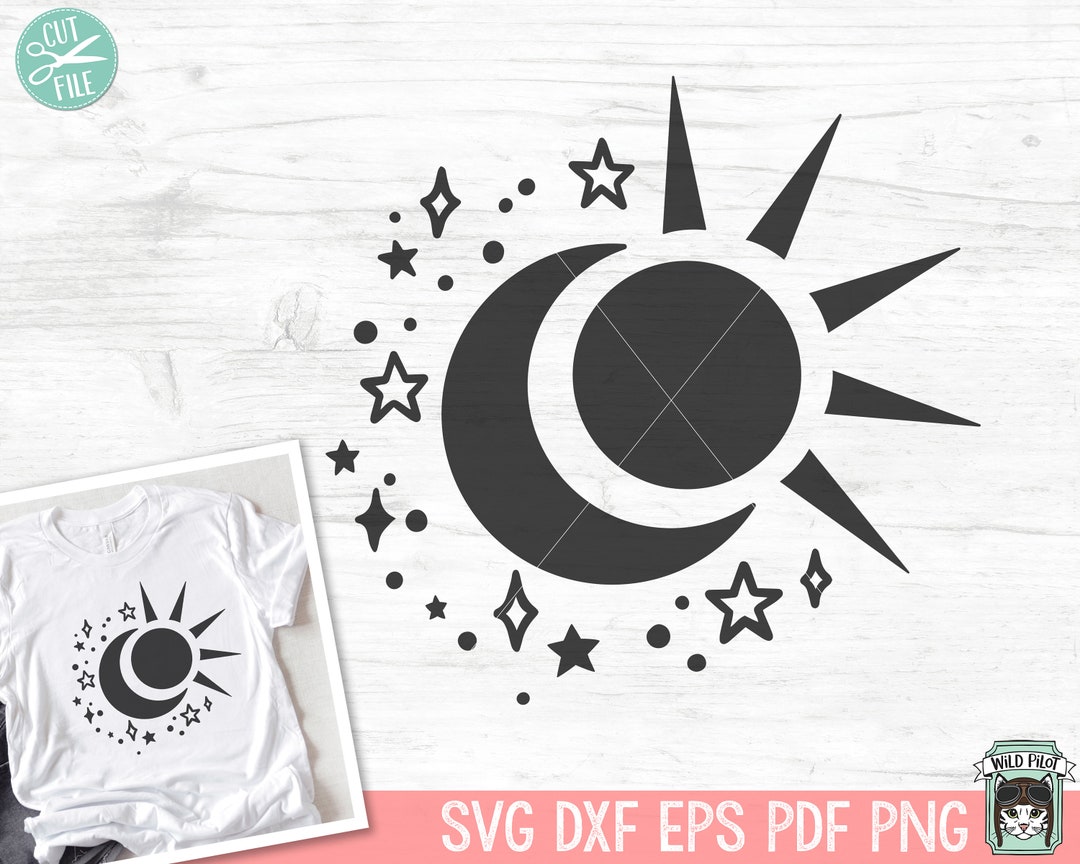 Sun SVG Cut File, Moon SVG Cut File, Mystical SVG, Sun Clipart, Sun Png ...