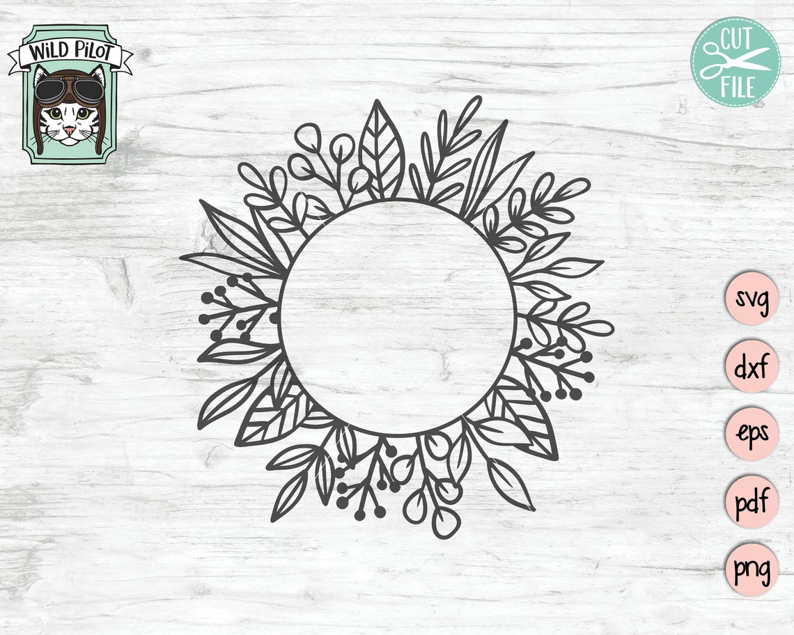 Leaf Frame SVG File Monogram Frame SVG Split Frame Svg Leaf | Etsy