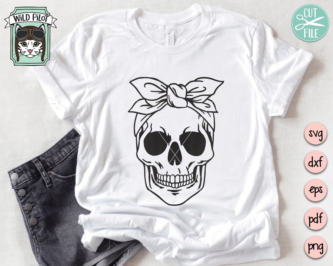 Skull Bandana Svg File, Skull Svg, Bandana Skull Svg, Skull Cut File ...