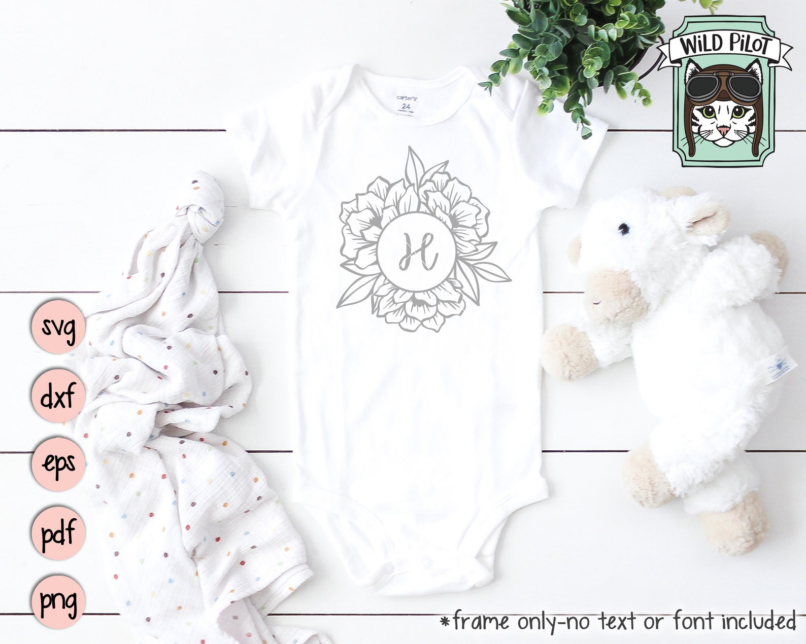 Flower Monogram Frame SVG File Monogram Frame Cut File - Etsy