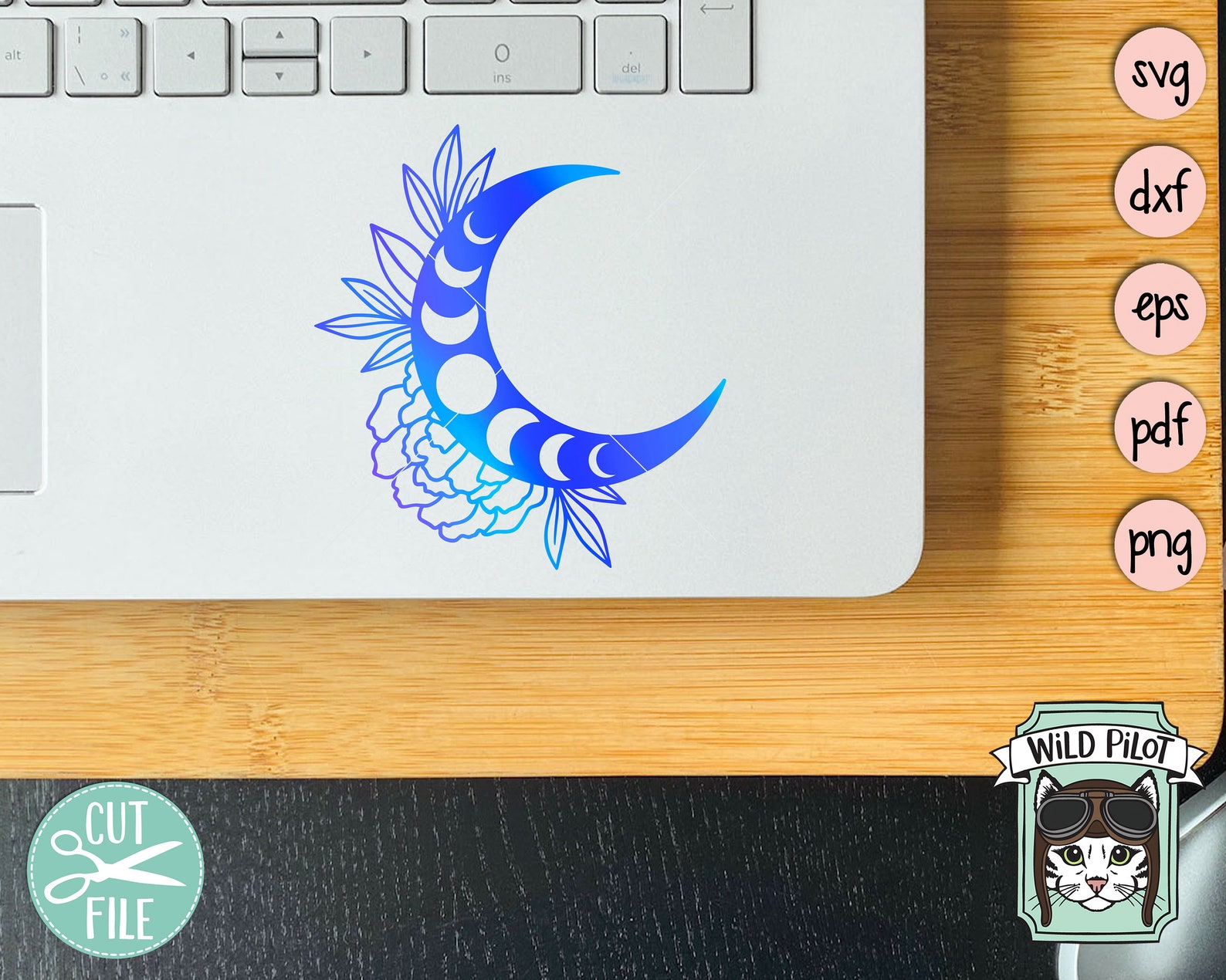 Flower Moon SVG File Floral Moon SVG Moon Phases Svg Cut - Etsy