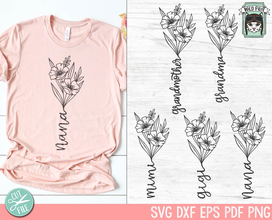 Grandmother SVG File, Grandma Floral Svg File, Mimi Svg File, Nana Svg ...