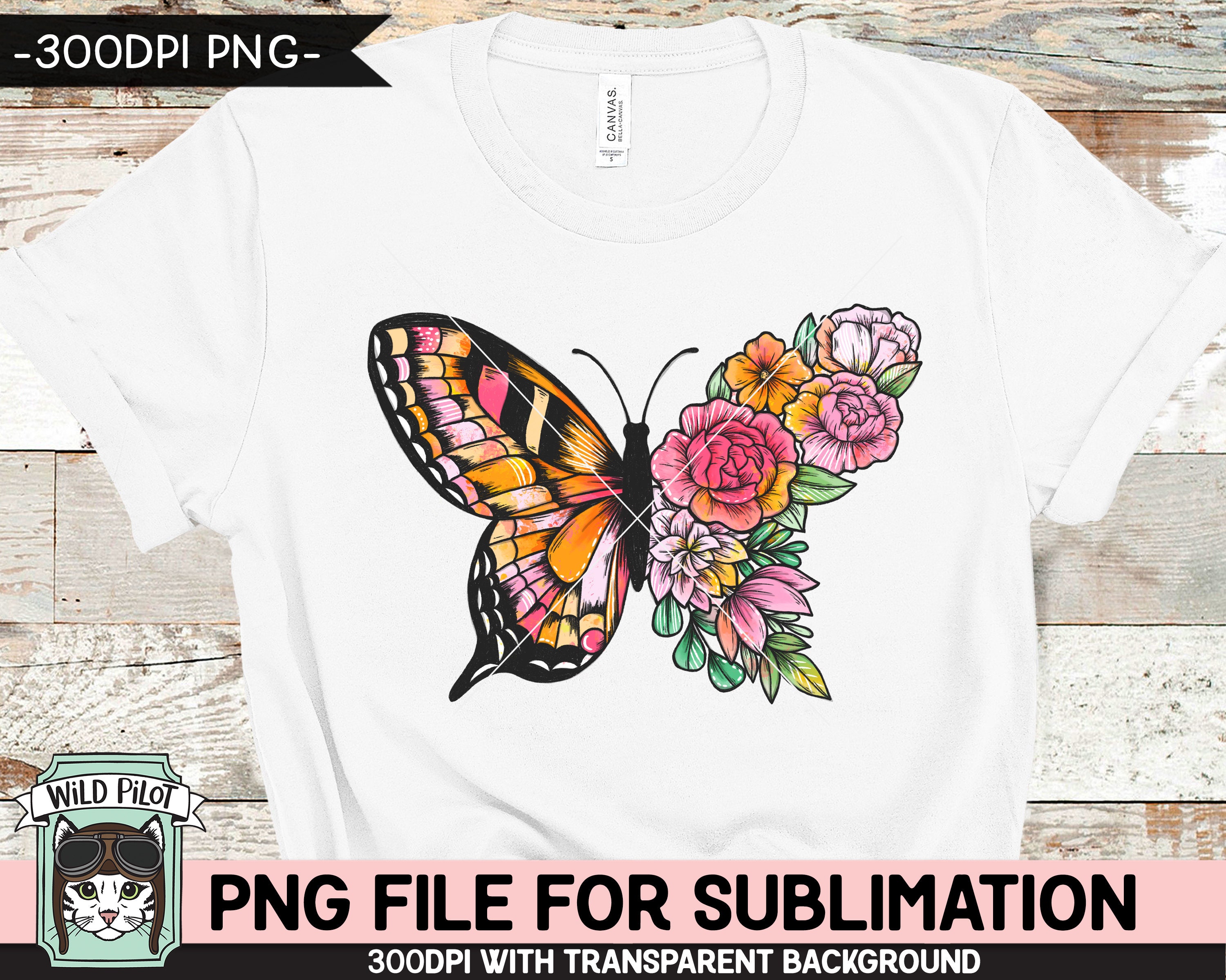 Floral Butterfly SUBLIMATION Design PNG Flower Butterfly - Etsy