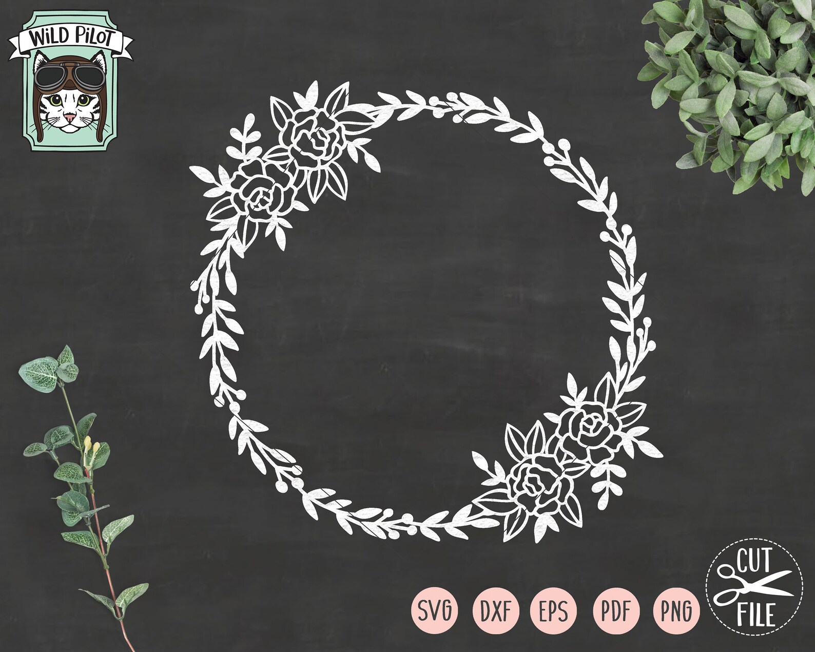 Wreath SVG File Flower Wreath Cut File Wreath Vector Floral - Etsy