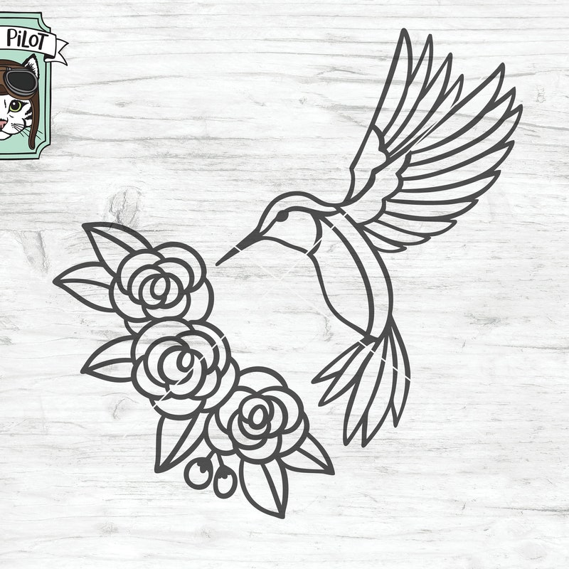 Hummingbird and Flower Svg - Etsy