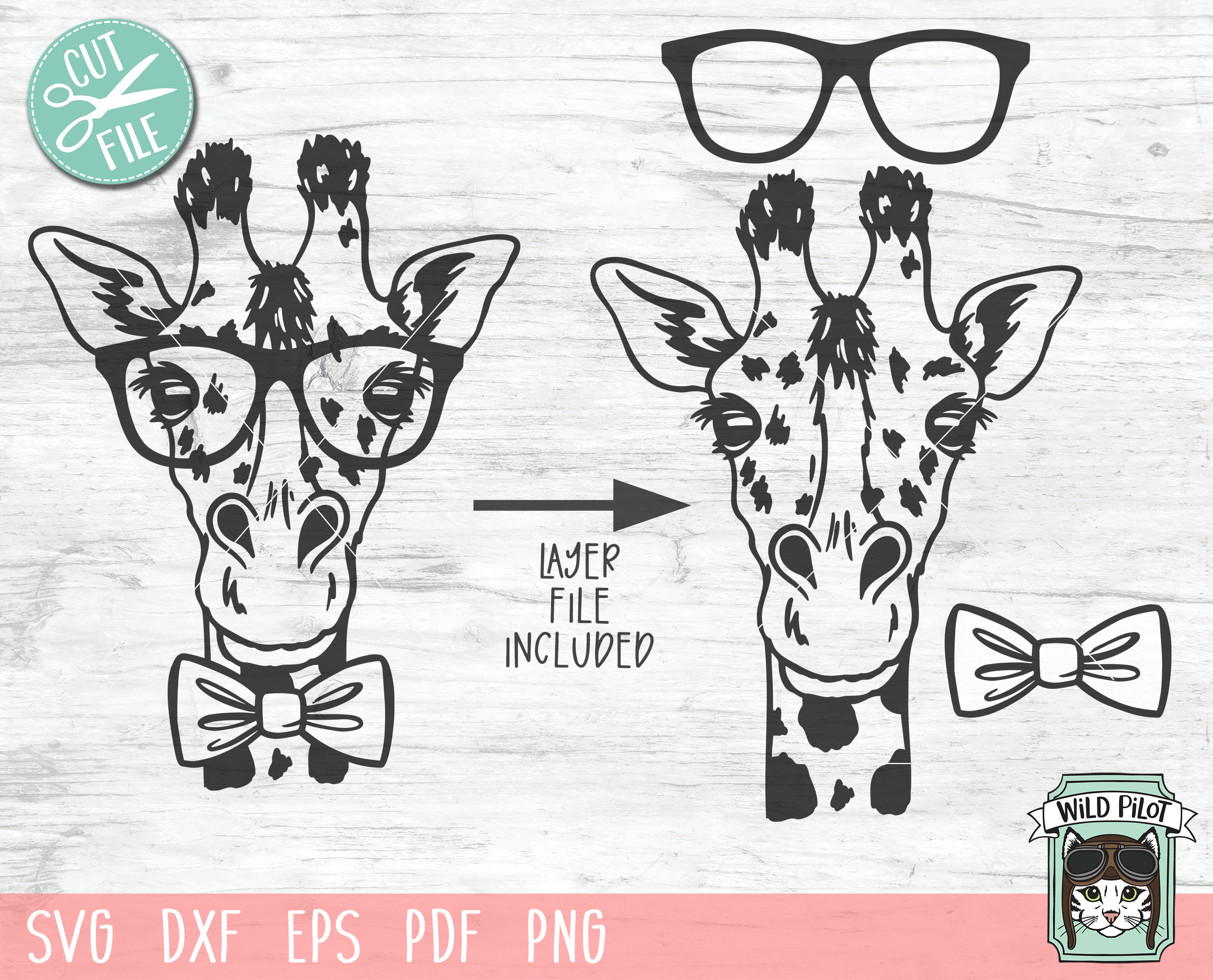 Giraffe Svg, Giraffe With Glasses Bowtie Svg, Giraffe Png, Animal Face ...