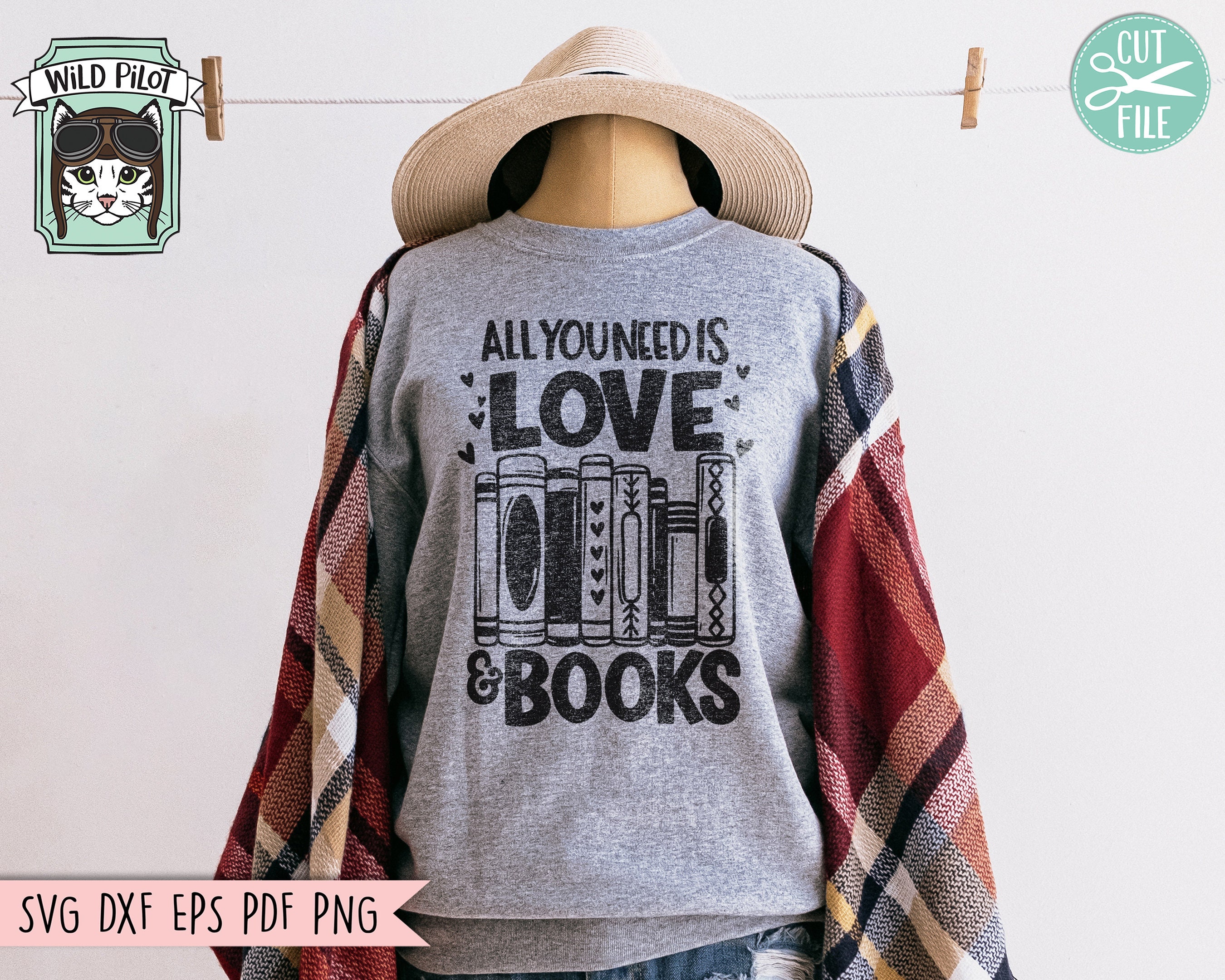 Book Lover SVG, Valentines Day Books SVG, Reading SVG, All You Need is ...