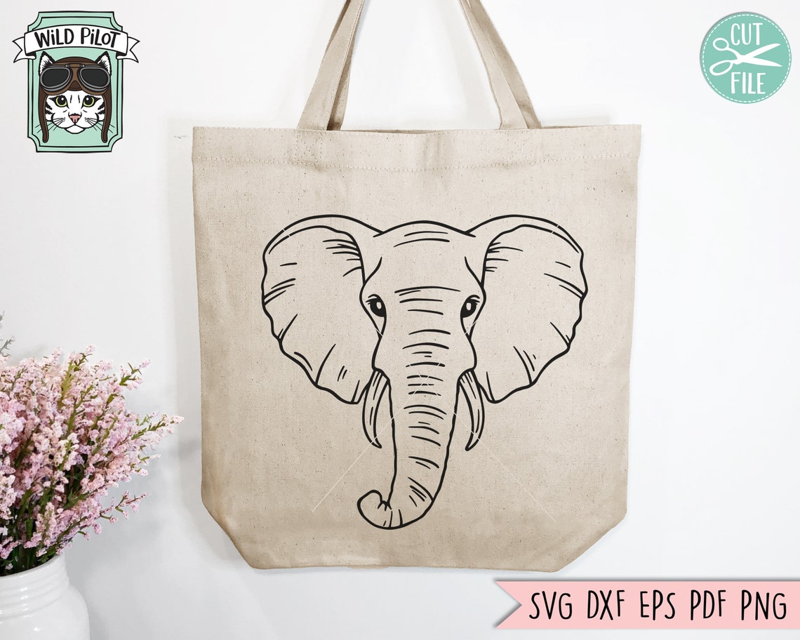 Elephant Svg File, Elephant Cut File, Animal Face, Elephant Face Svg ...