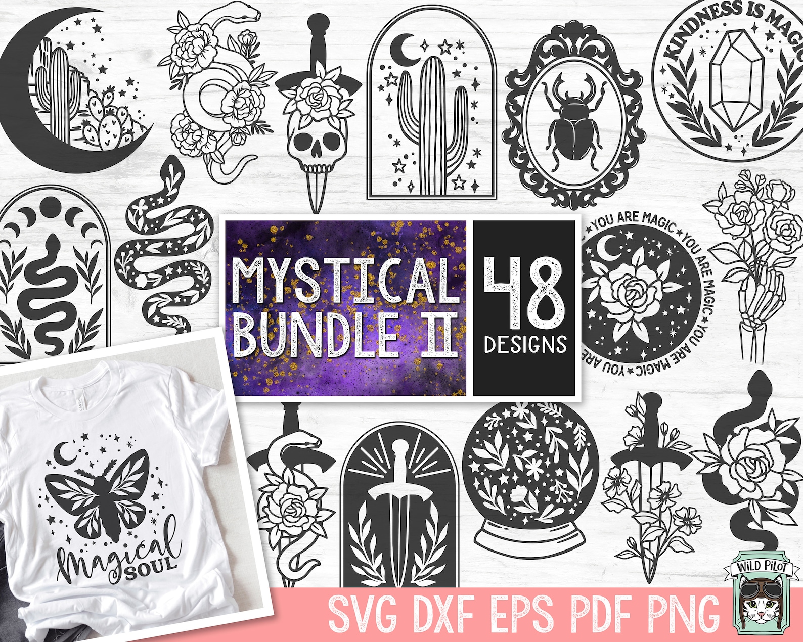 Mystical SVG File Bundle, Floral Snake Svg, Flower Sword Svg, Dagger ...