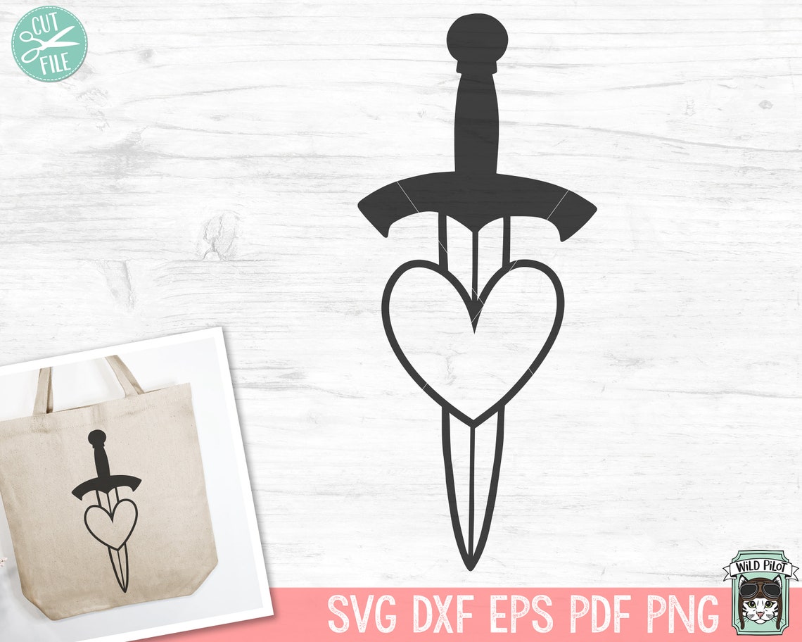 Sword SVG Heart Sword SVG Valentines Day SVG Tattoo Svg - Etsy
