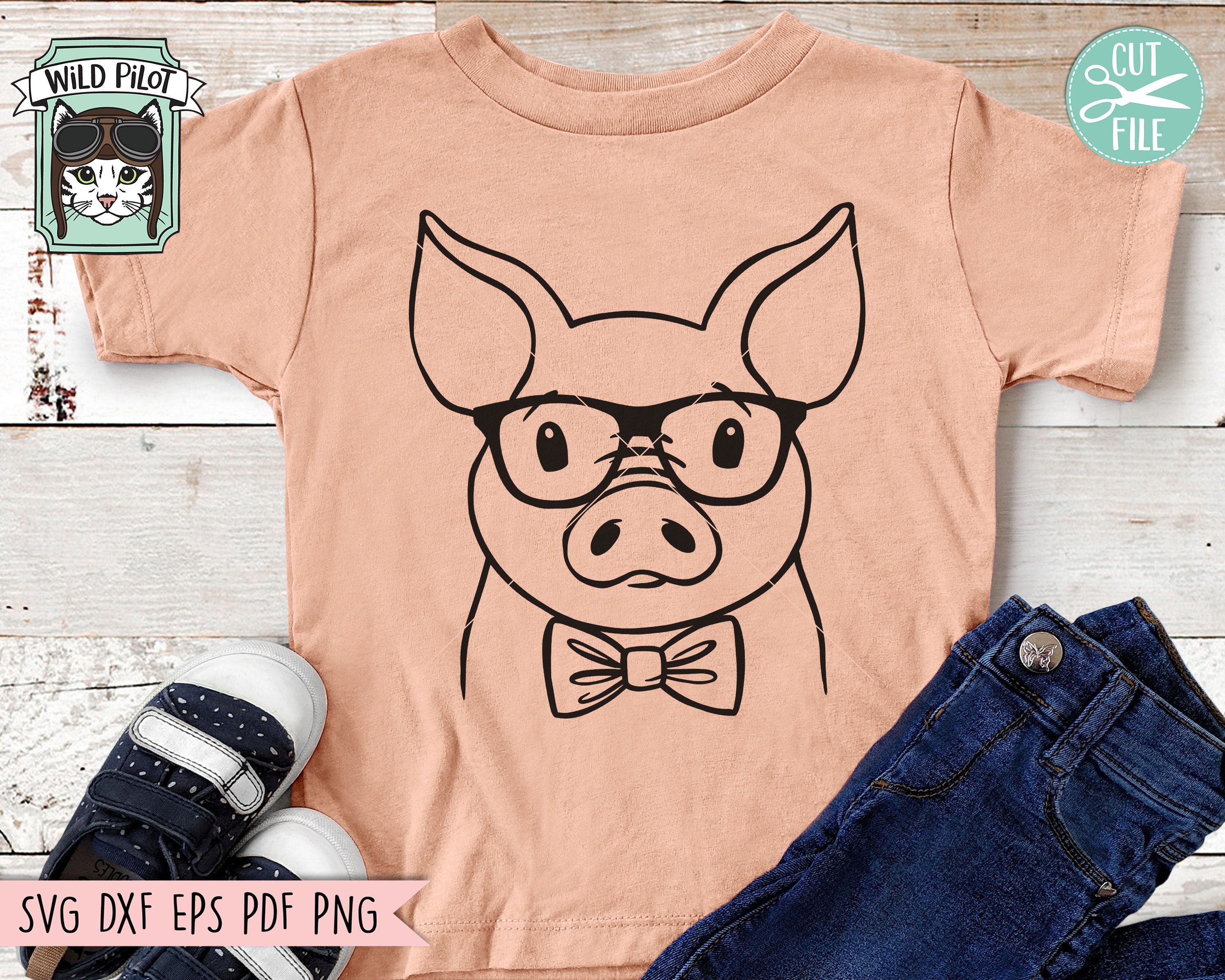 Pig Svg File Pig With Glasses Bowtie Svg Pig Cut File - Etsy