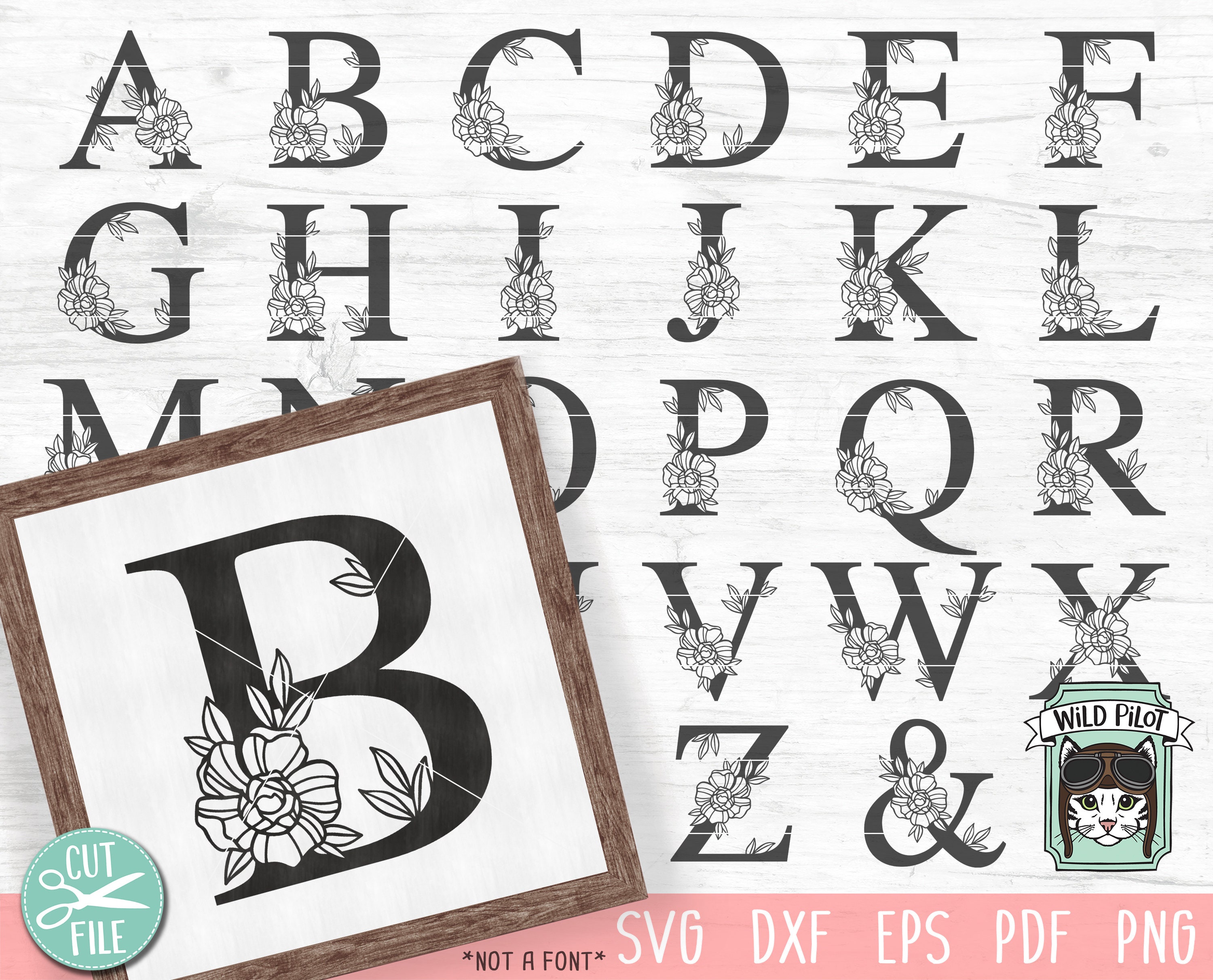 Floral Monogram Alphabet SVG Flower Letters Svg Floral - Etsy