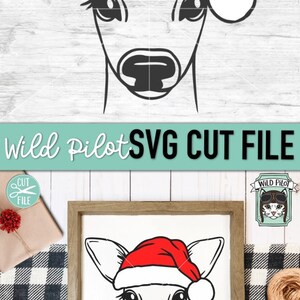 Deer Santa Hat Svg File, Reindeer With Hat Svg, Christmas Svg File ...