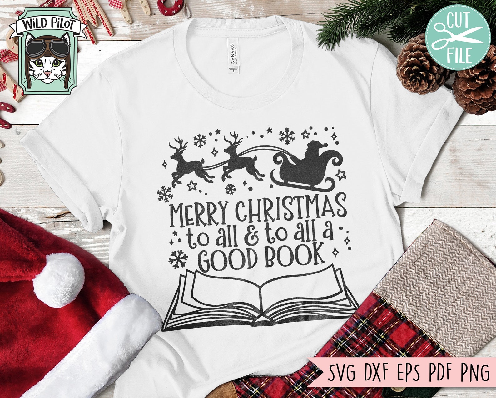 Christmas Book Lover SVG, Merry Christmas to All and to All a Good Book ...