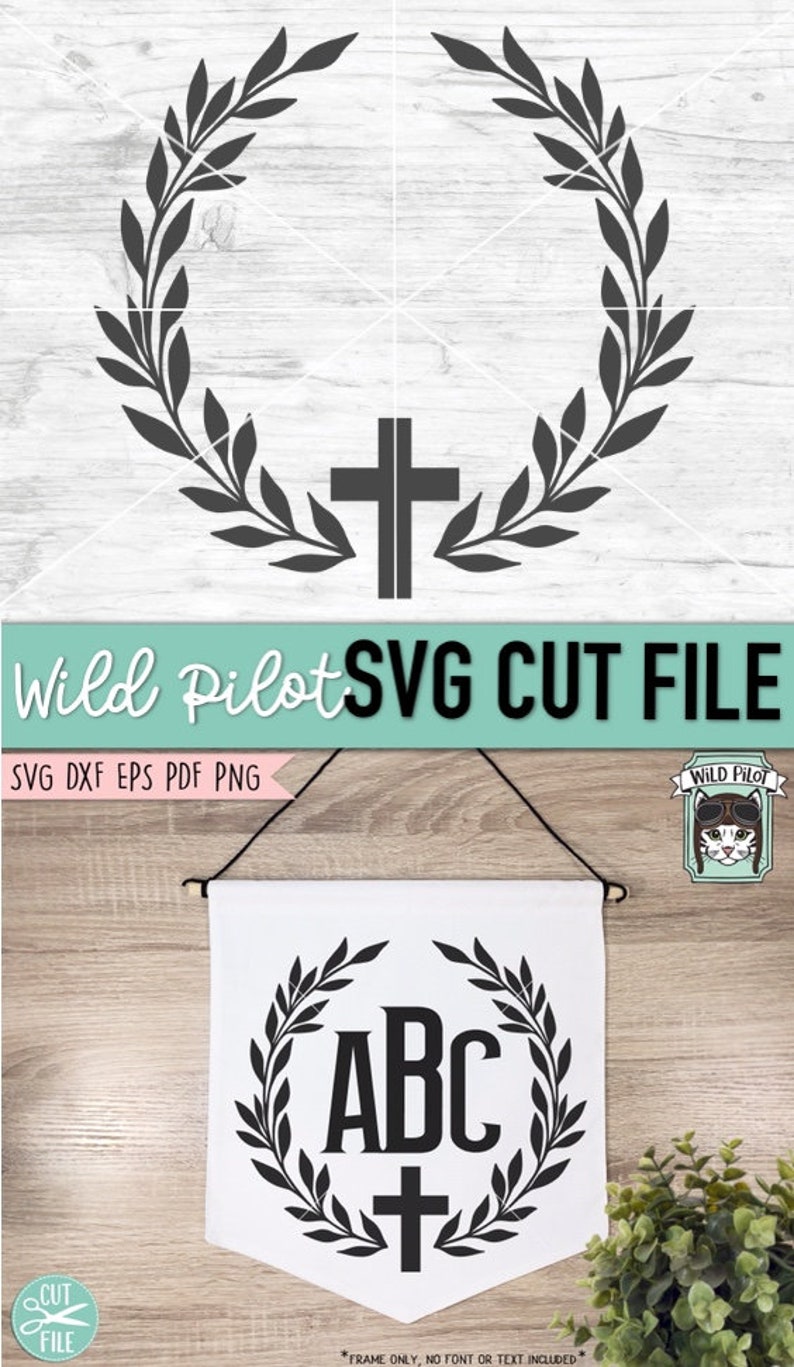 Cross SVG Cut File Religious SVG Monogram Frame SVG Cross - Etsy