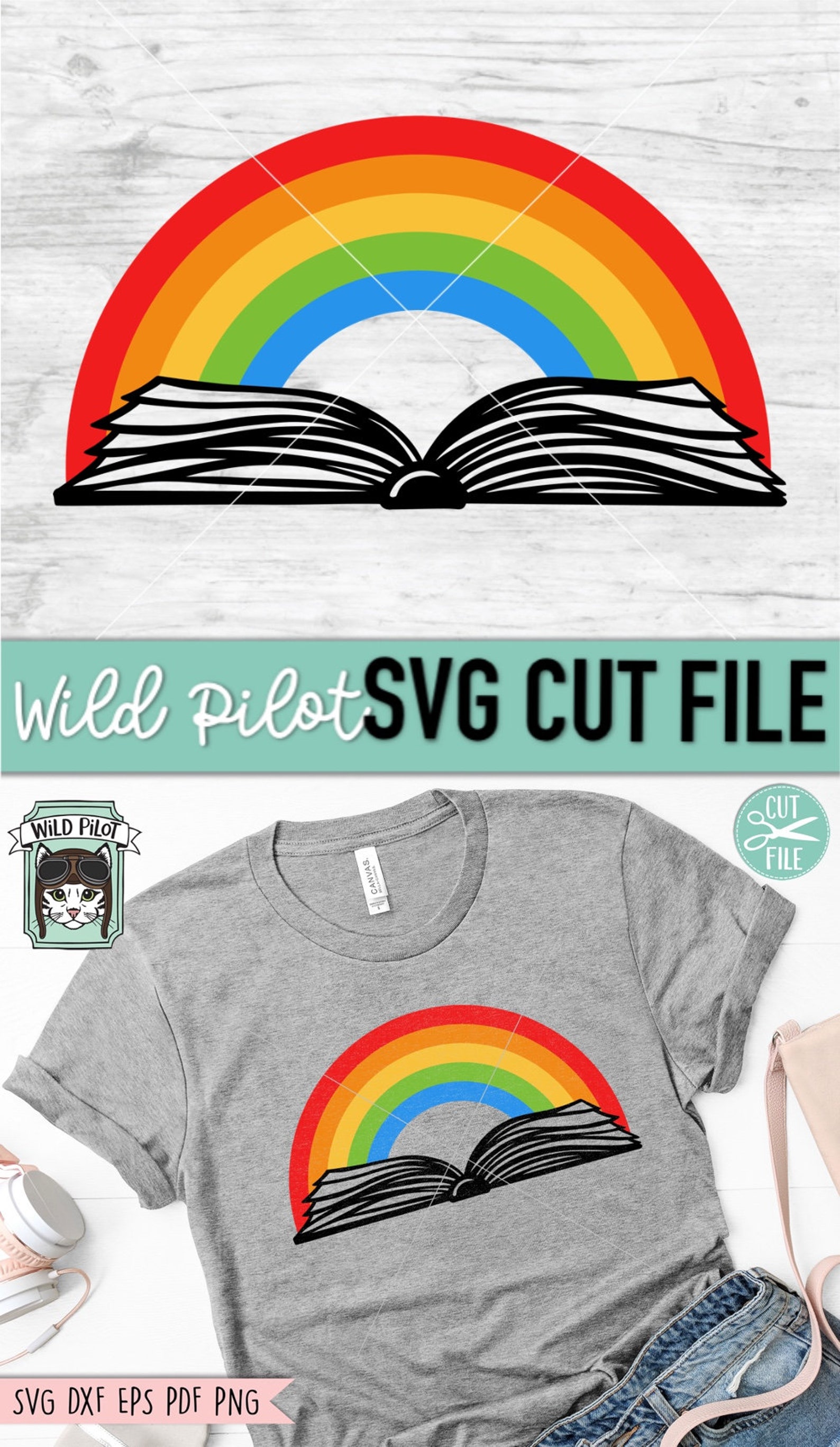 Rainbow SVG, Book SVG, Reading SVG, Book Lover Svg, Librarian Svg ...