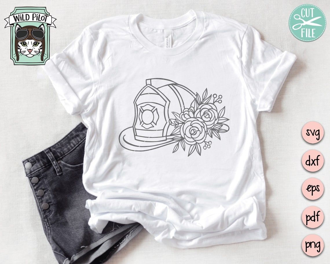 Firefighter Wife SVG, Firefighter SVG File, Firefighter Hat Floral ...