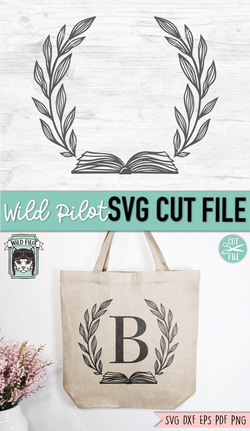Book SVG, Reading SVG, Monogram Frame Svg, Book Lover SVG, Librarian ...