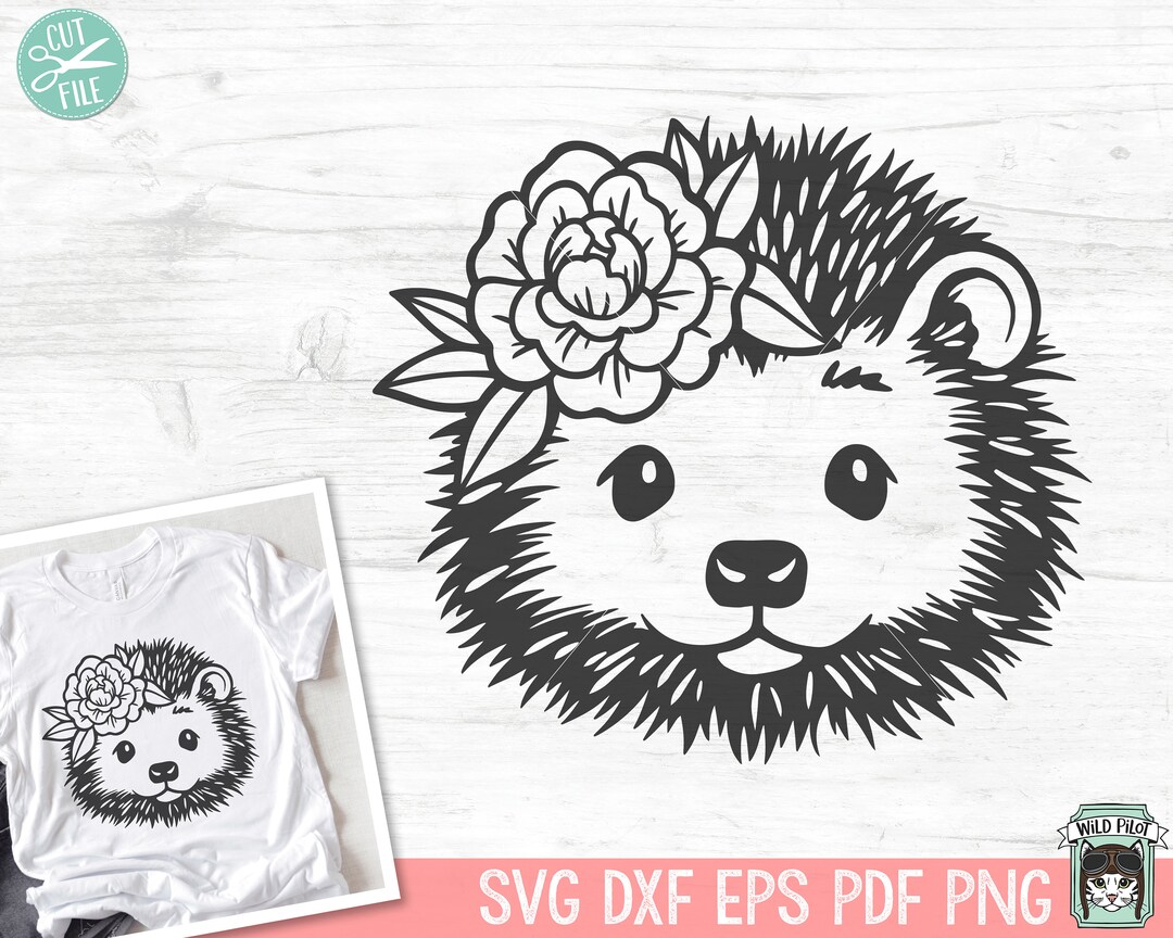 Hedgehog SVG File, Floral Hedgehog Cut File, Hedgehog Flower Crown SVG ...