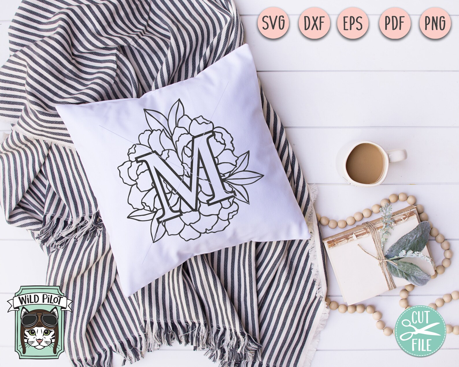 Floral Monogram Alphabet SVG Flower Letters Svg Floral - Etsy